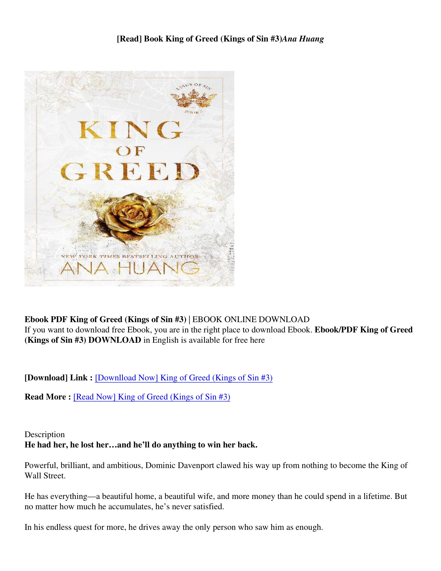 [Download PDF] King of Greed (Kings of Sin #3) By Ana Huang.pdf | DocDroid