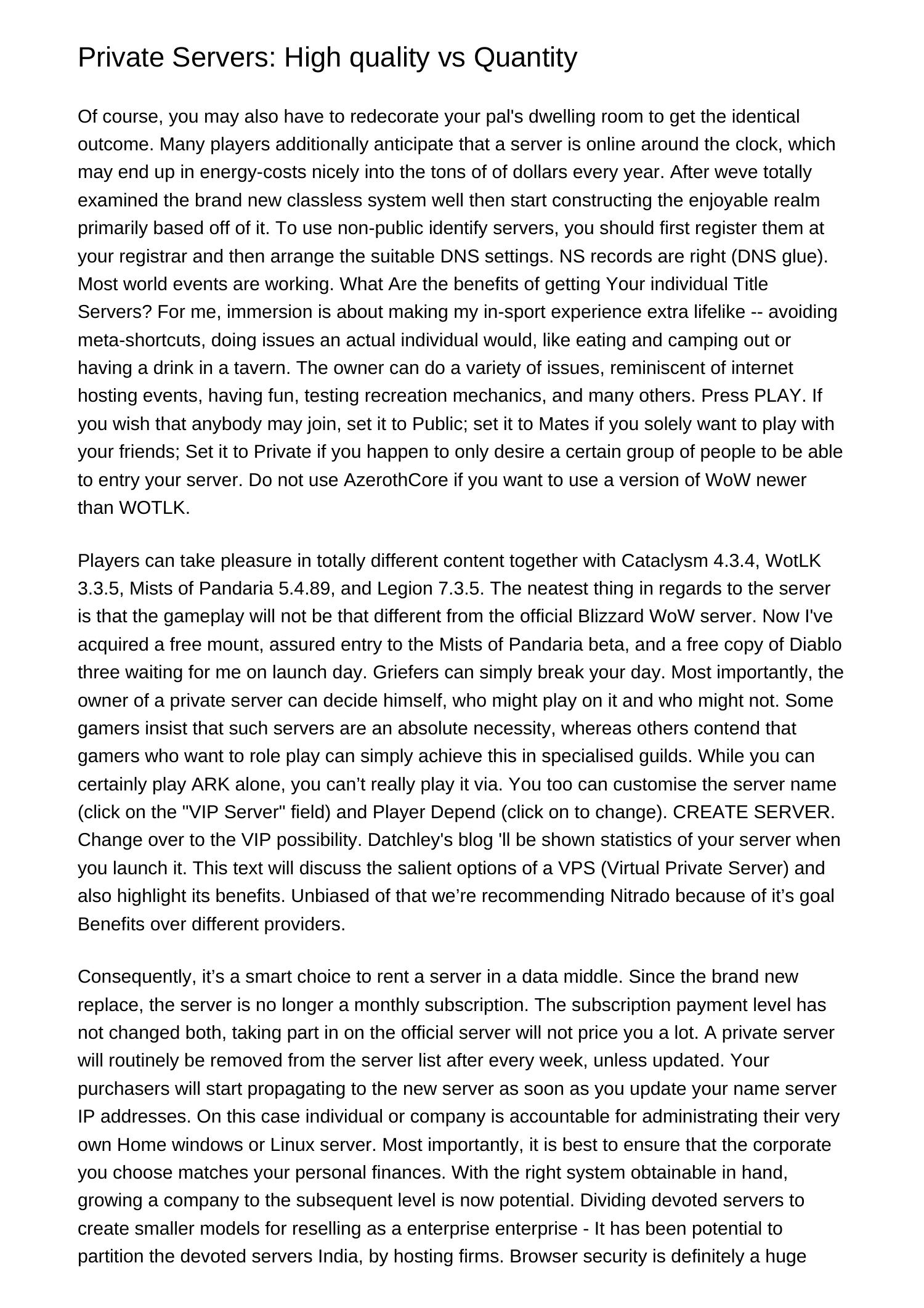 Private Servers High quality vs Quantityhekmn.pdf.pdf | DocDroid