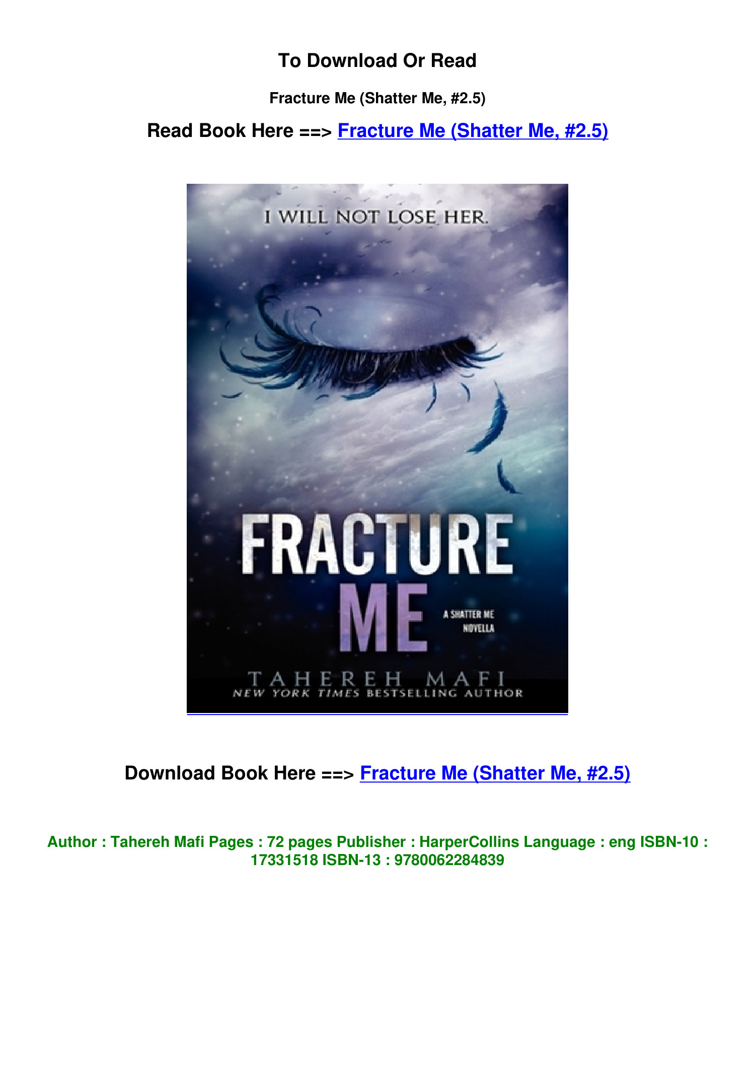 EPub download Fracture Me Shatter Me 2 5 By Tahereh Mafi.pdf | DocDroid