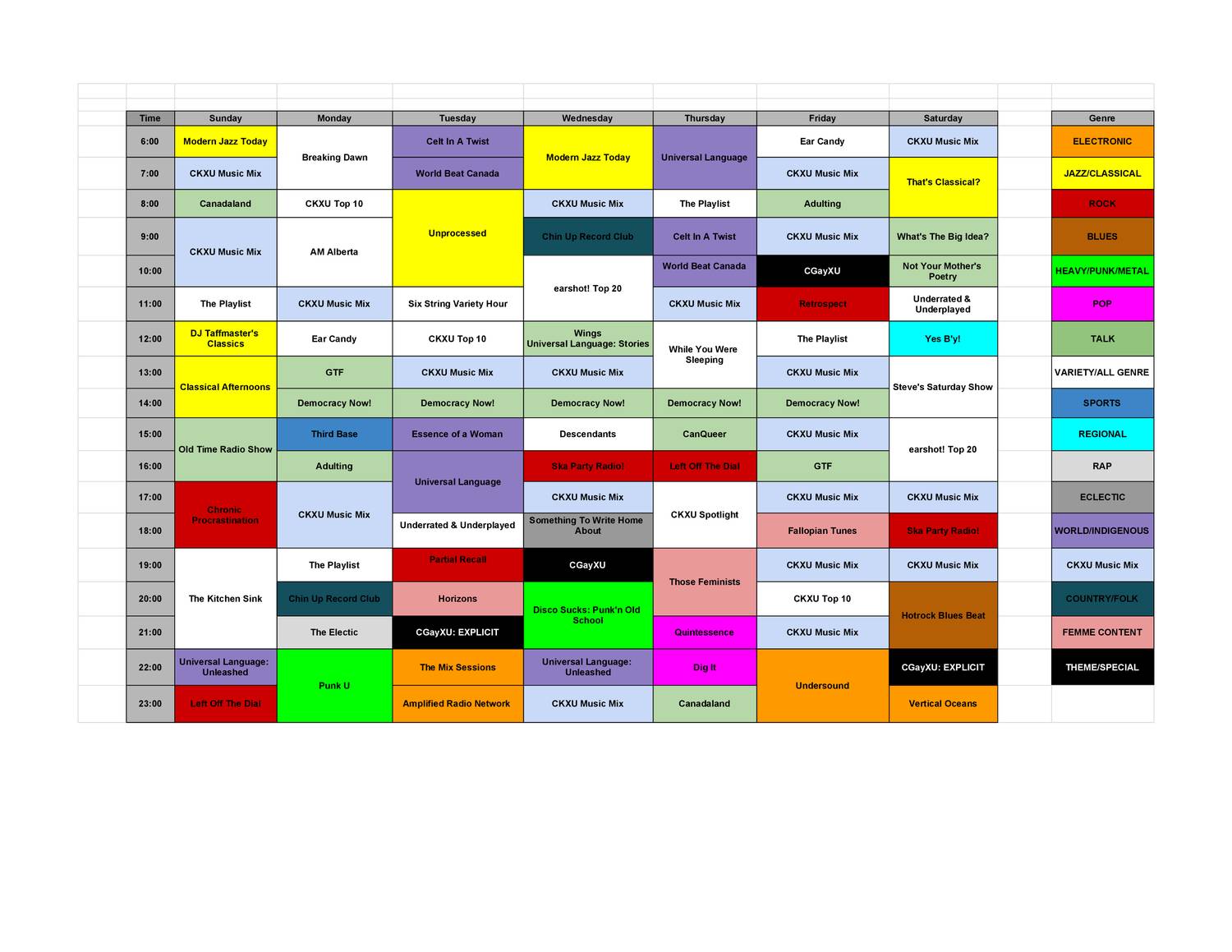 CKXU Programming Schedule - GENRE - June1st,2019.pdf | DocDroid