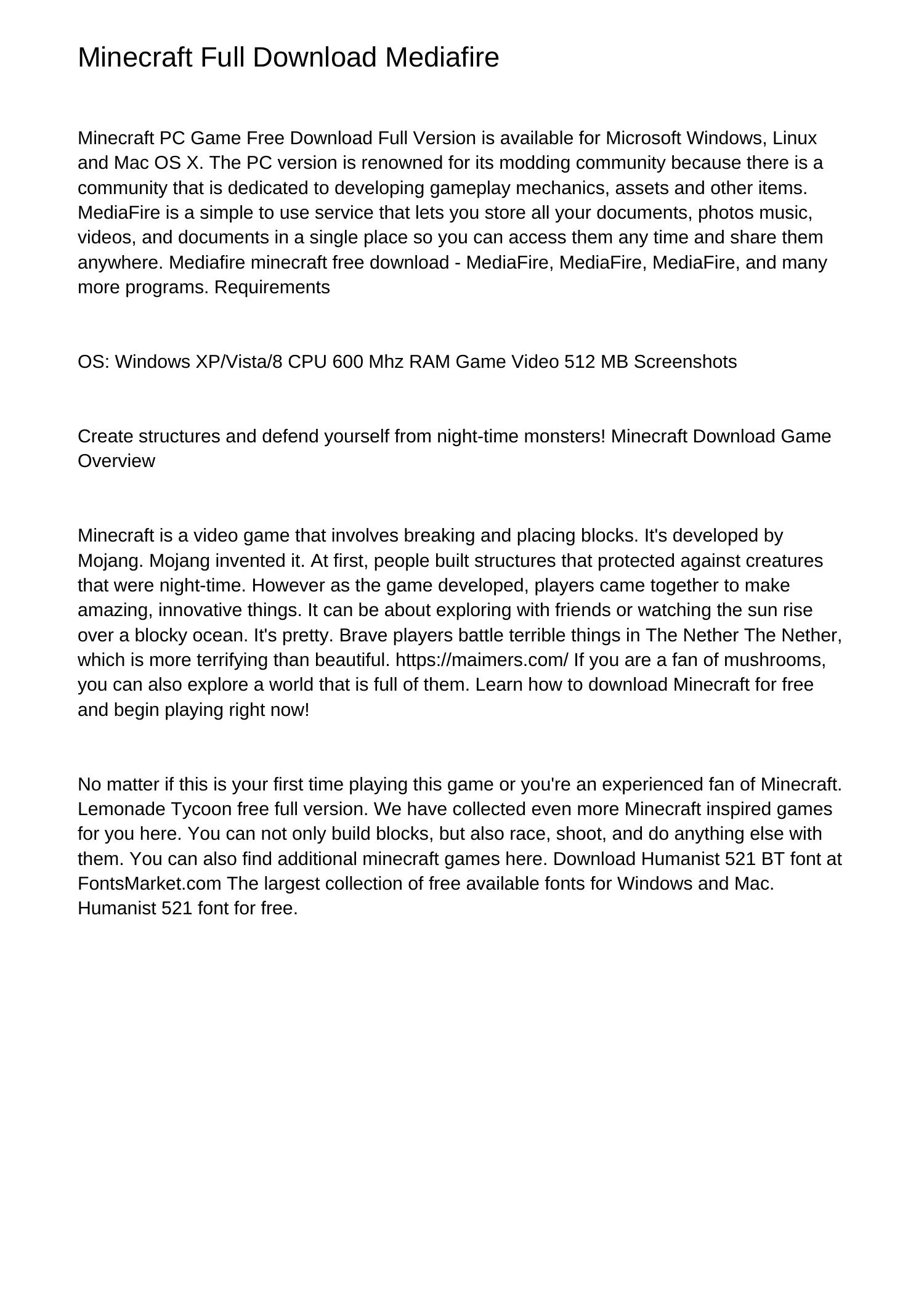 Minecraft Full Download Mediafirephblf.pdf.pdf | DocDroid