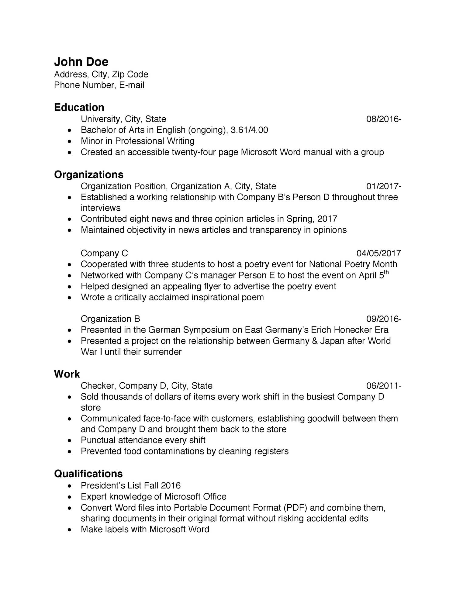 Sample Résumé for Portfolio.pdf | DocDroid
