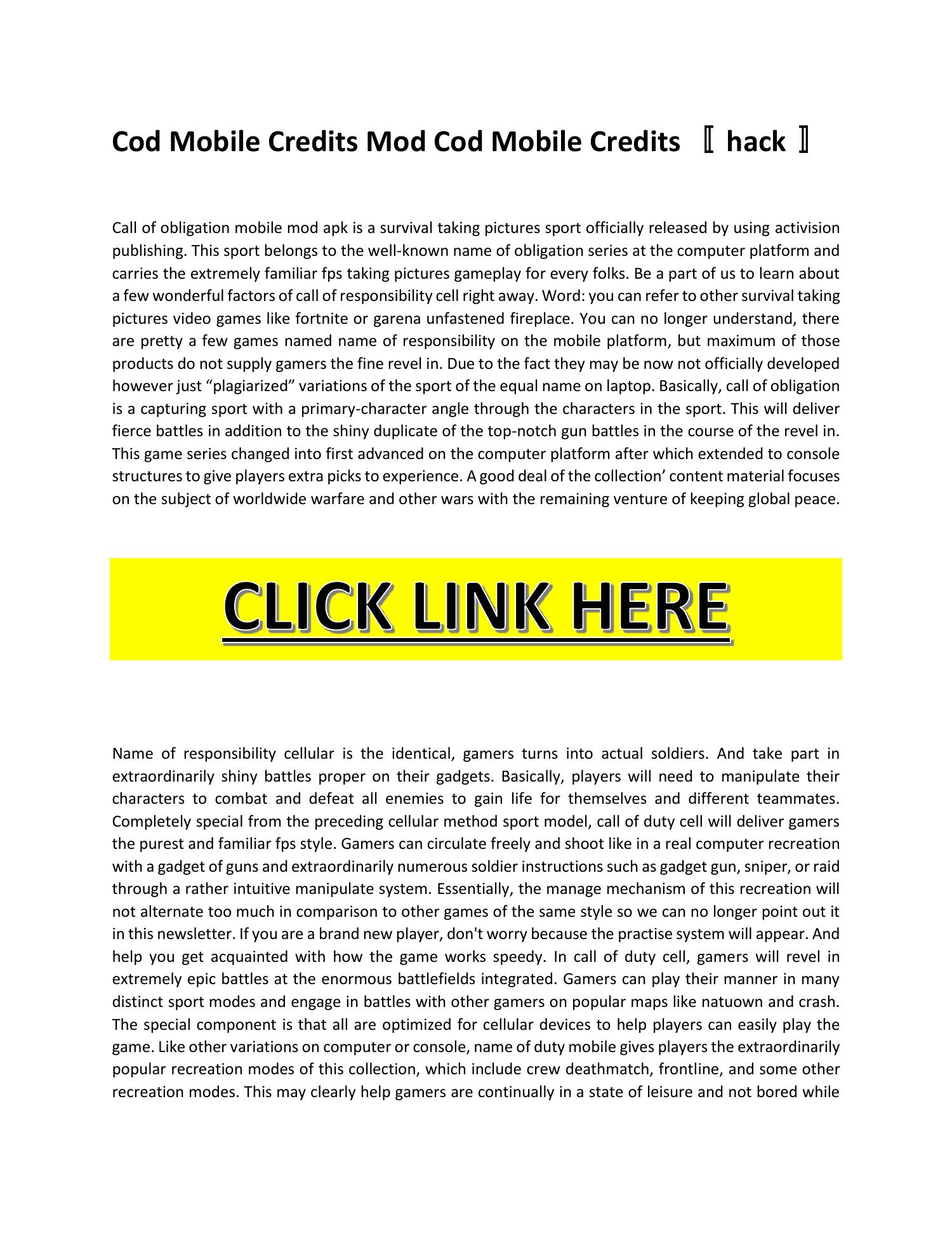 Cod Mobile Credits Mod Cod Mobile Credits.pdf | DocDroid