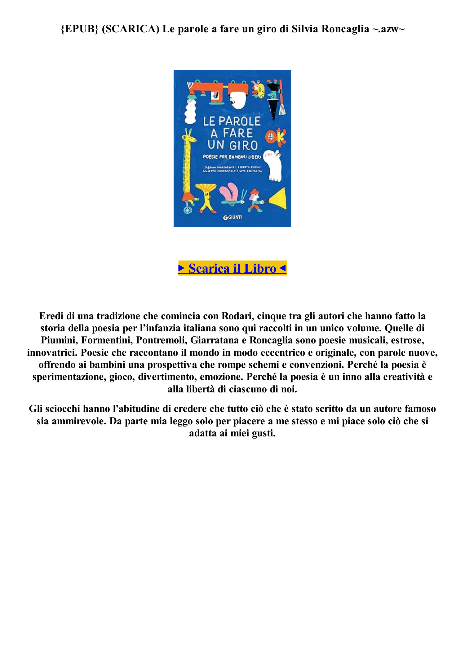 libro gratis (GRATUITO) Le parole a fare un giro di Silvia Roncaglia ...