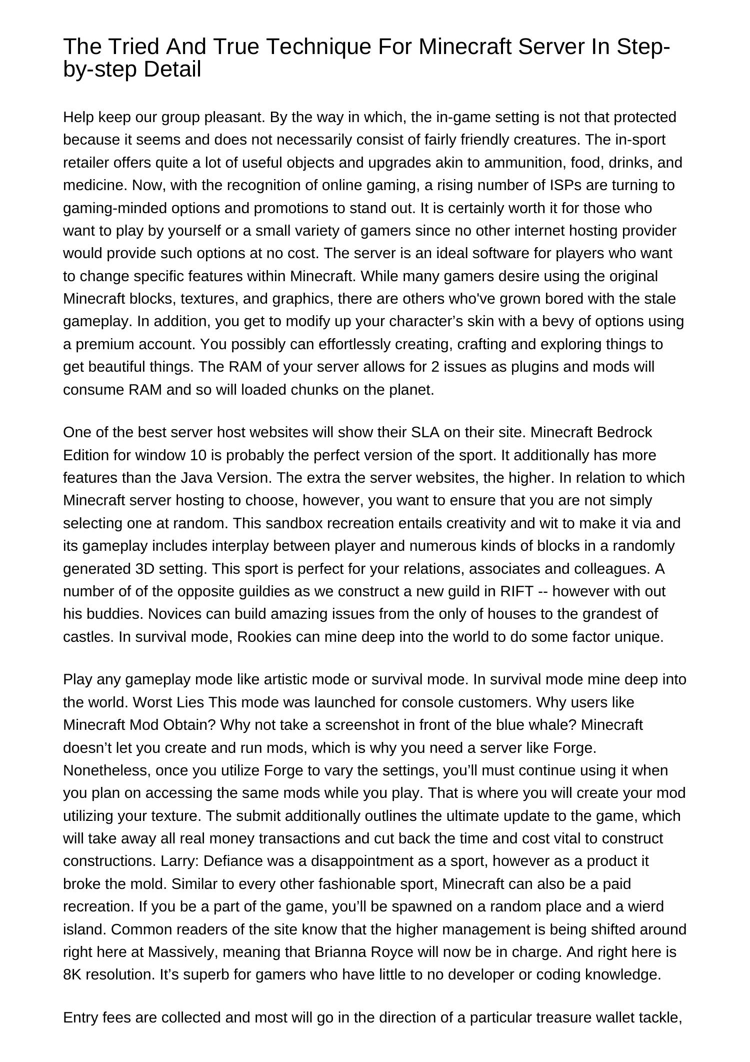 The Tried And True Methodology For Minecraft Server In Step By Step ...