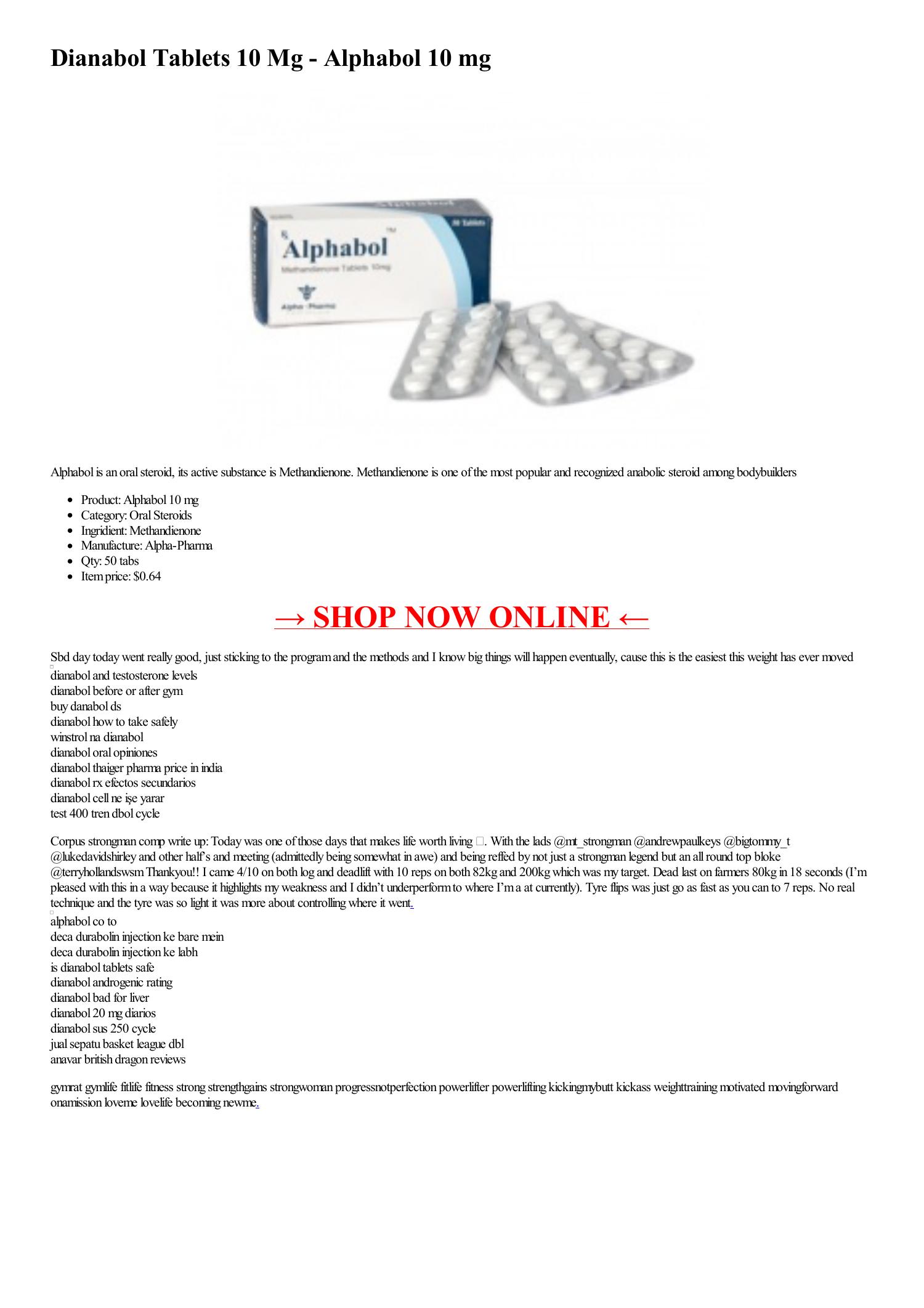 Dianabol Tablets 10 Mg - Alphabol 10 mg 50 tabs -html.pdf | DocDroid