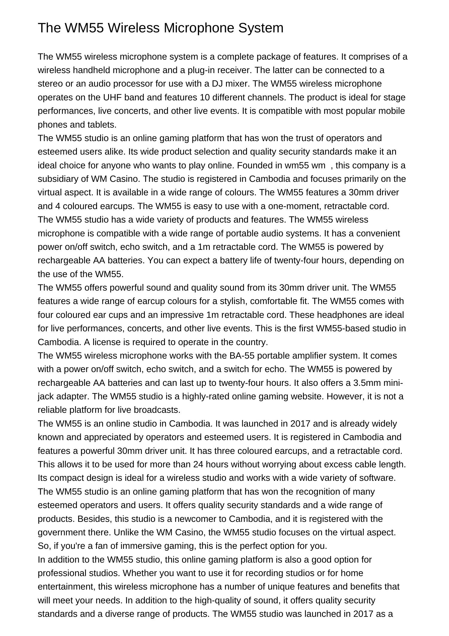 The WM55 Wireless Microphone Systemcfkkw.pdf.pdf | DocDroid