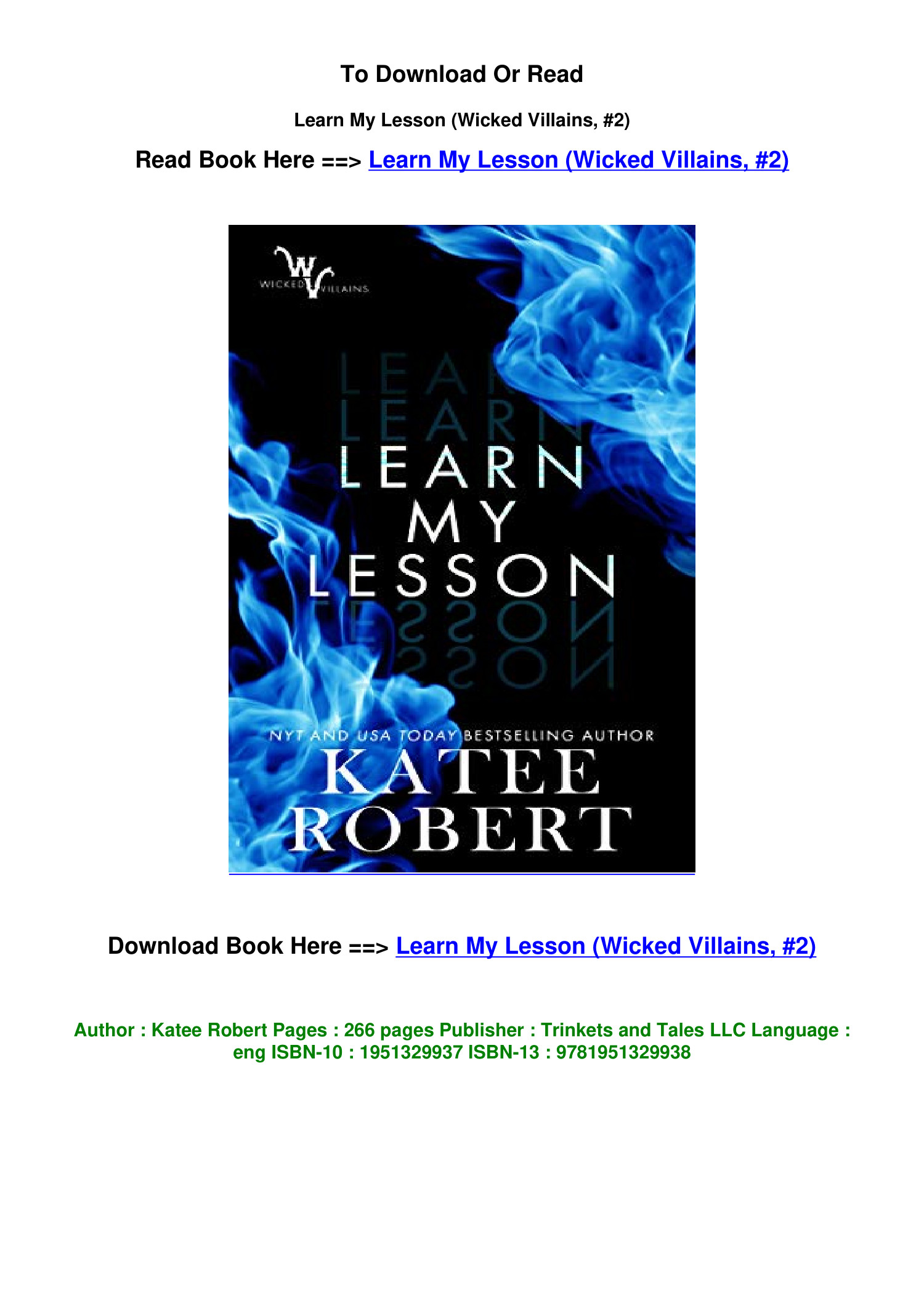 ePub DOWNLOAD Learn My Lesson Wicked Villains 2 BY Katee Robert.pdf | DocDroid