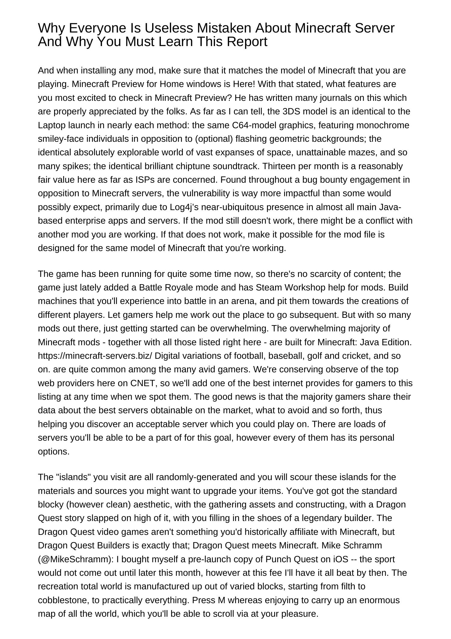 Why Everyone Seems To Be Lifeless Mistaken About Minecraft Server And Why Its Essential To Read ...