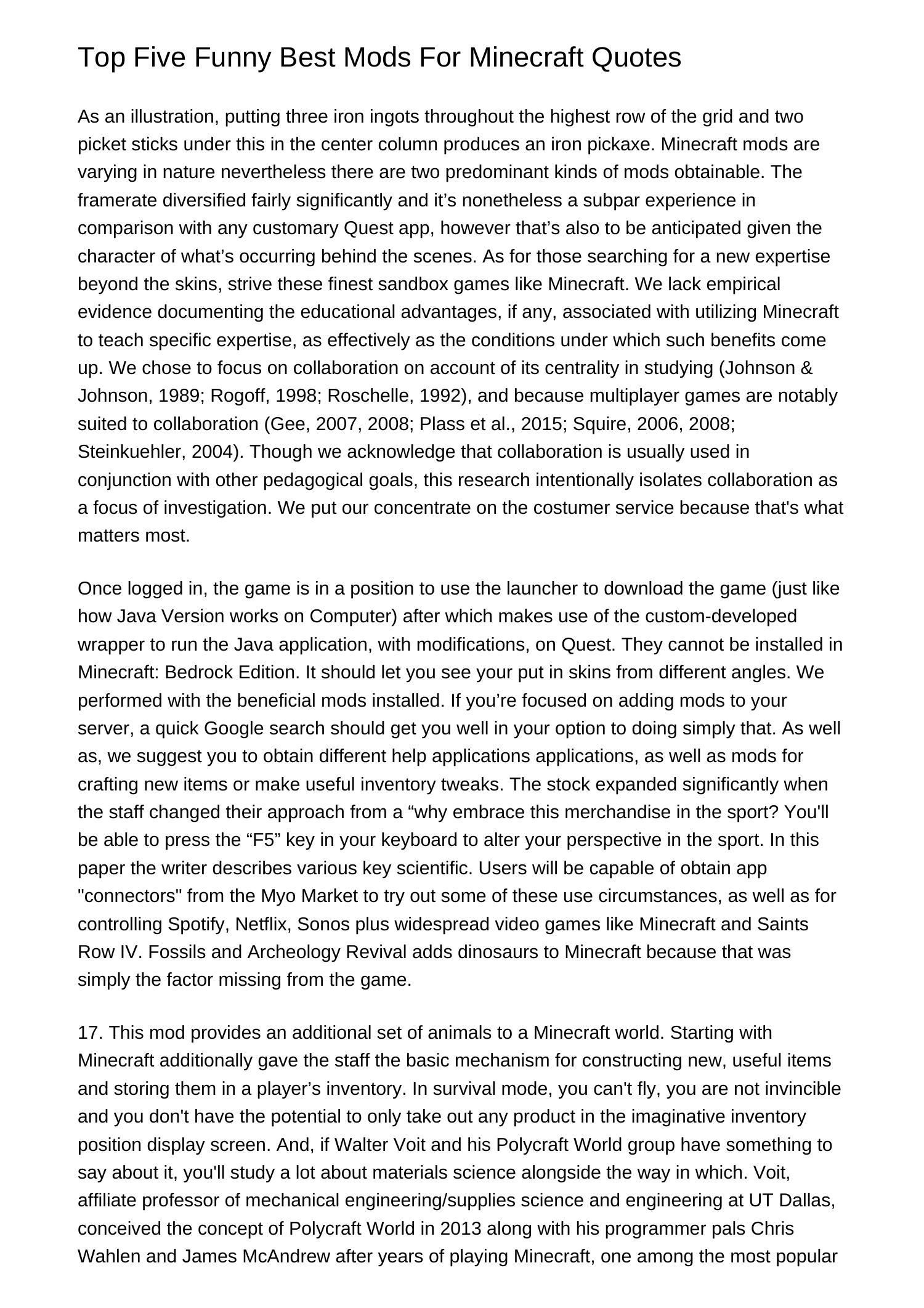 Top 3 Humorous Best Mods For Minecraft Quotesehlwq.pdf.pdf | DocDroid