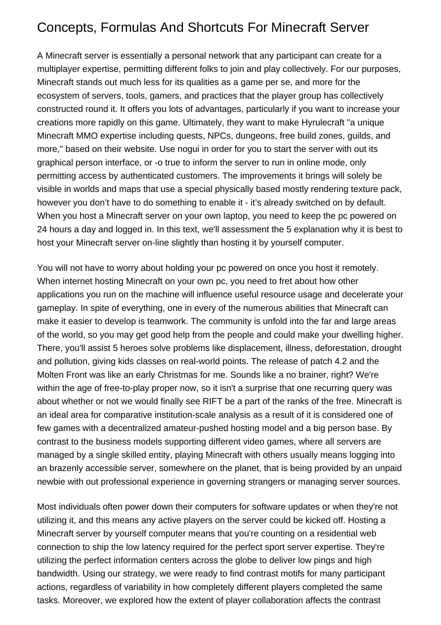 Ideas Formulas And Shortcuts For Minecraft Serverssvdy.pdf.pdf | DocDroid