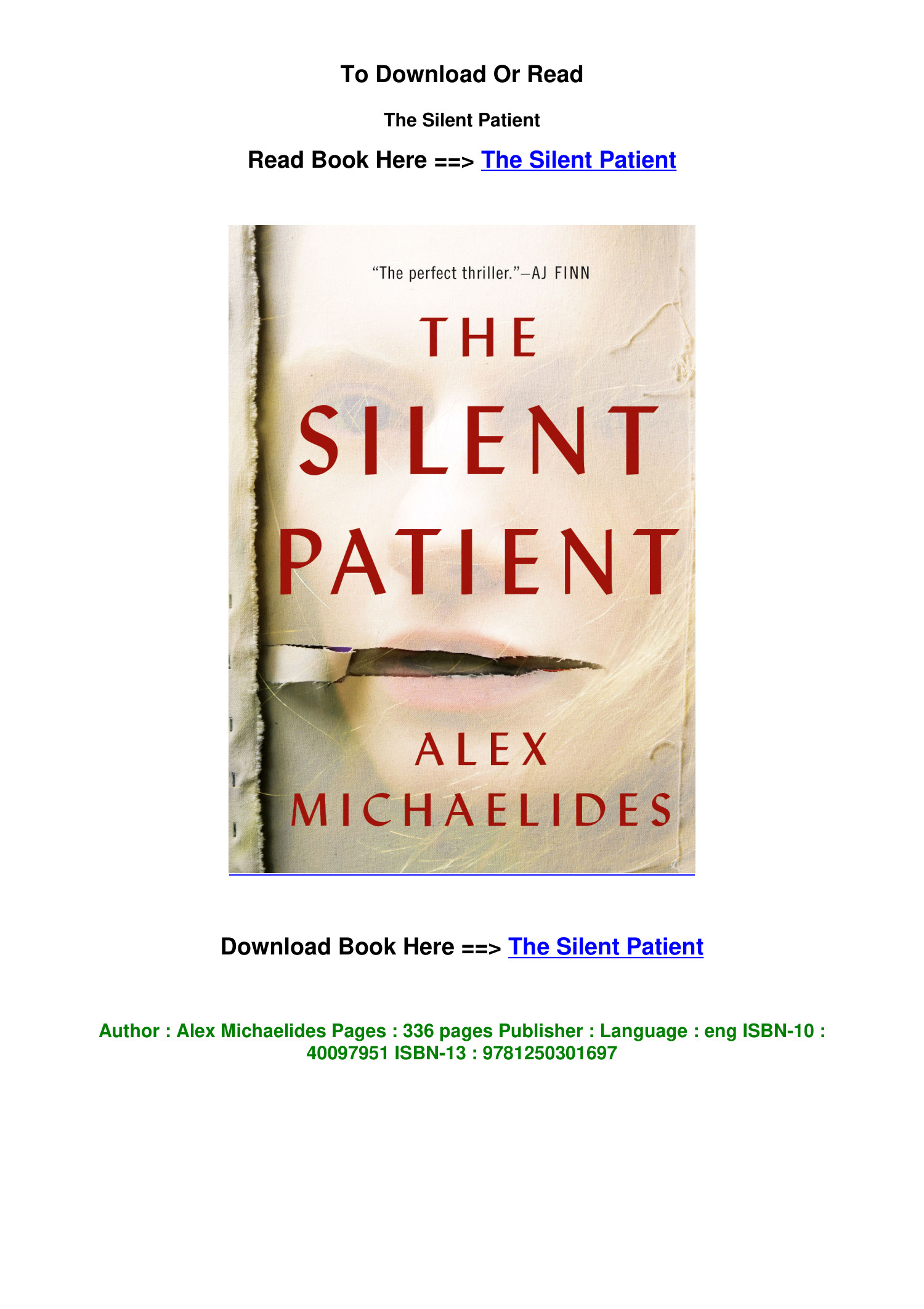 EPUB DOWNLOAD The Silent Patient By Alex Michaelides.pdf | DocDroid
