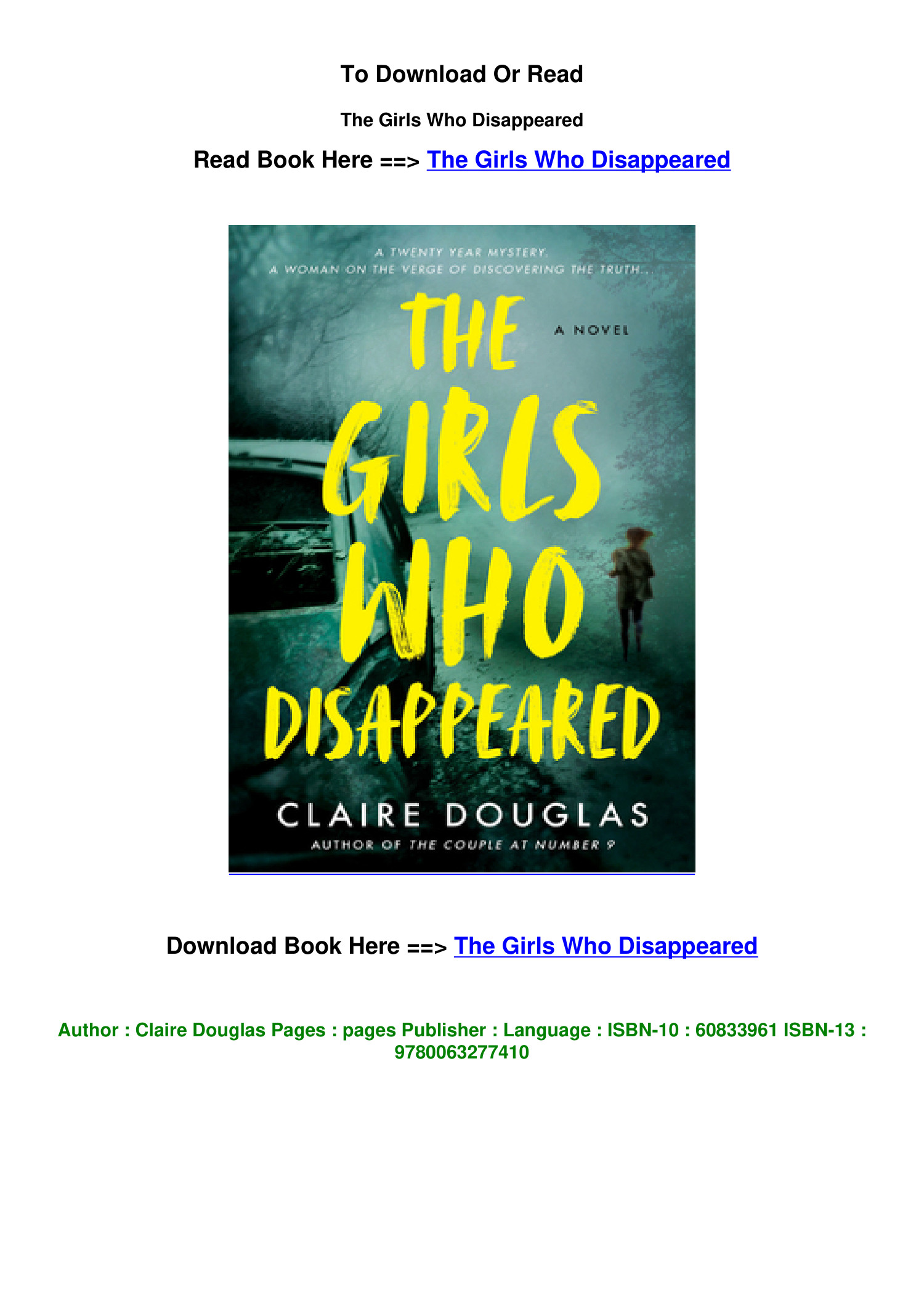 download Pdf The Girls Who Disappeared by Claire Douglas.pdf | DocDroid