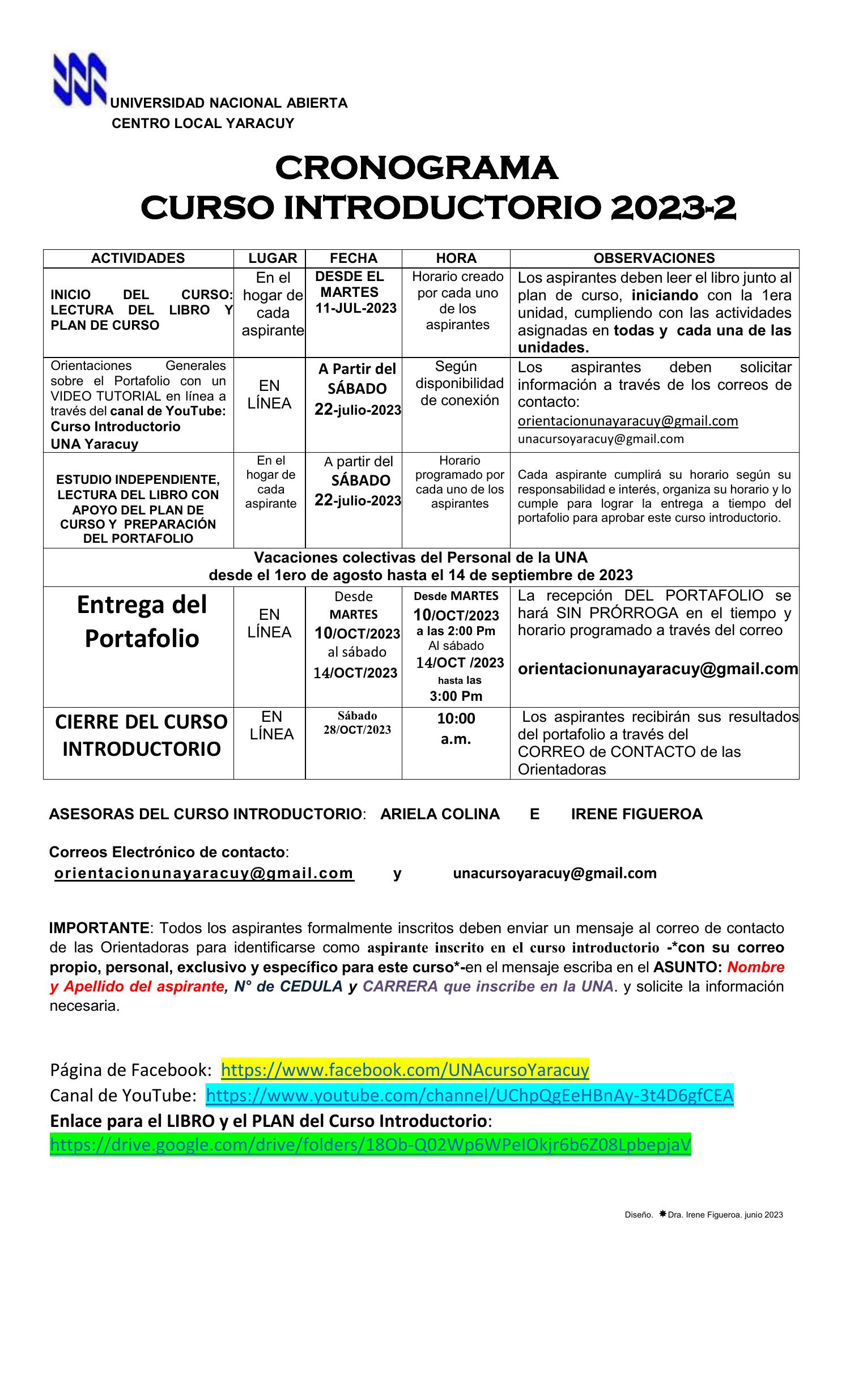 2023-2 CRONOGRAMA CURSO INT UNA Yaracuy.pdf | DocDroid