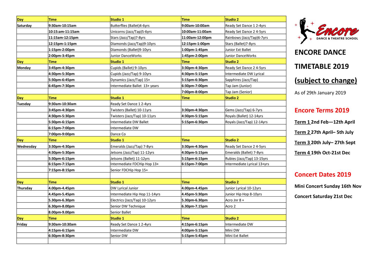 Encore Dance Timetable for 2019.pdf | DocDroid