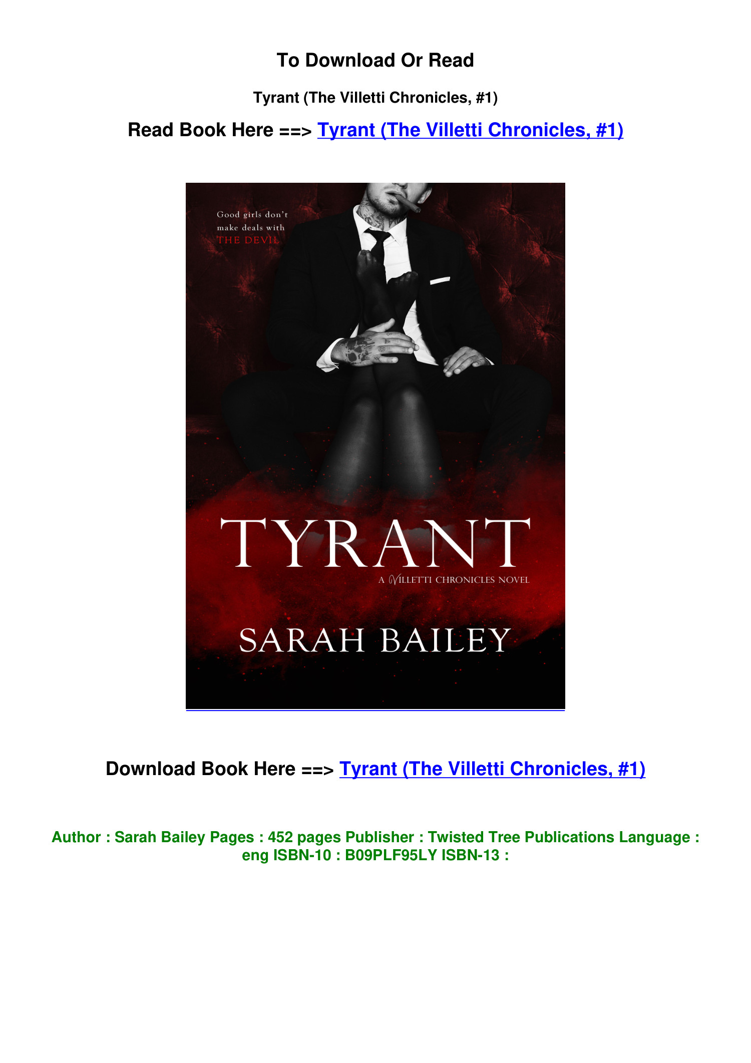 download pdf Tyrant The Villetti Chronicles 1 by Sarah Bailey.pdf | DocDroid