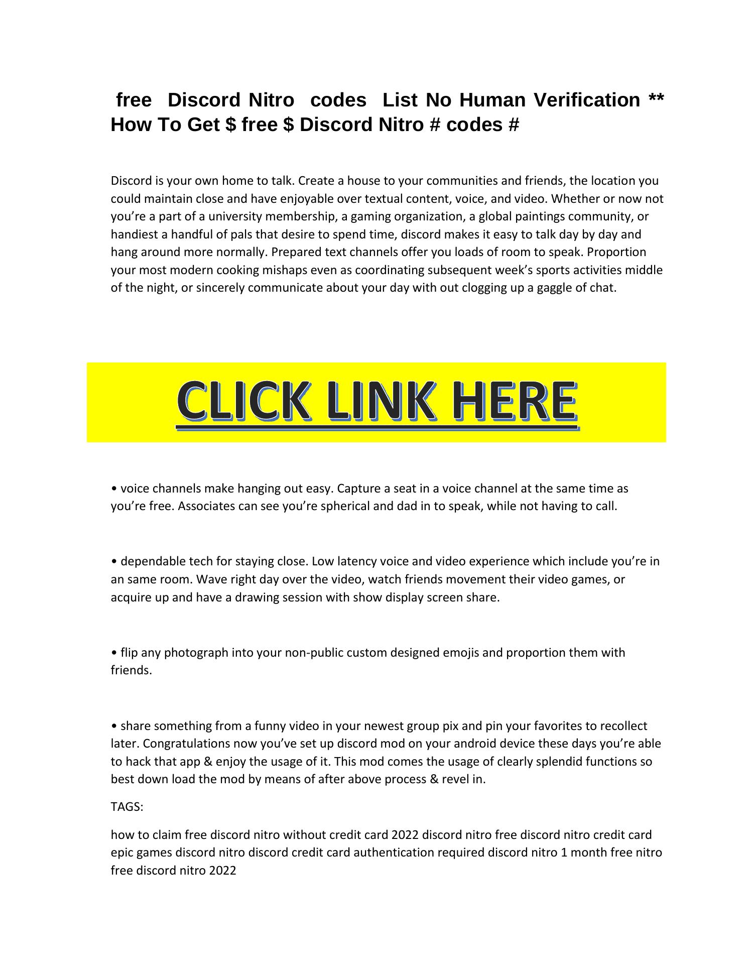 free Discord Nitro codes List No Human Verification.pdf | DocDroid