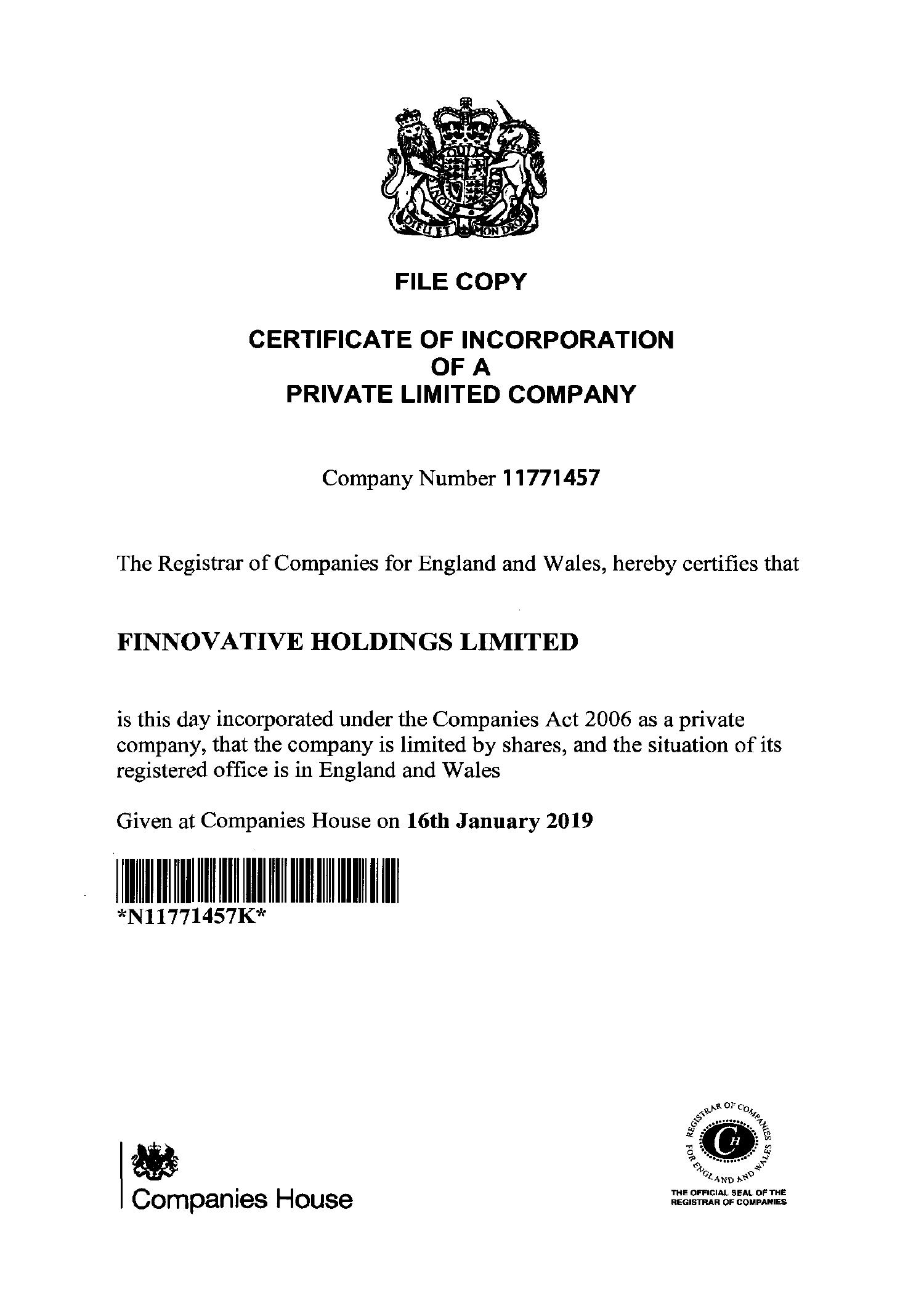 Finnovative Holdings ; Ravid Yosef Amit Raz Avraham Kochva Eitan Tregar ...