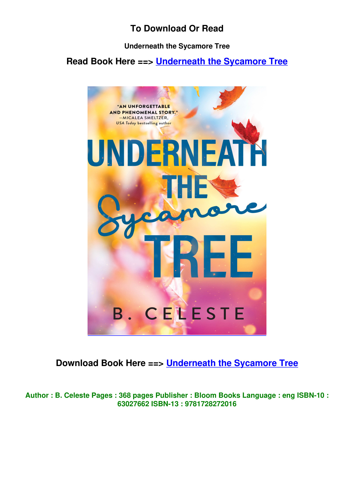 DOWNLOAD pdf Underneath the Sycamore Tree By B Celeste.pdf | DocDroid