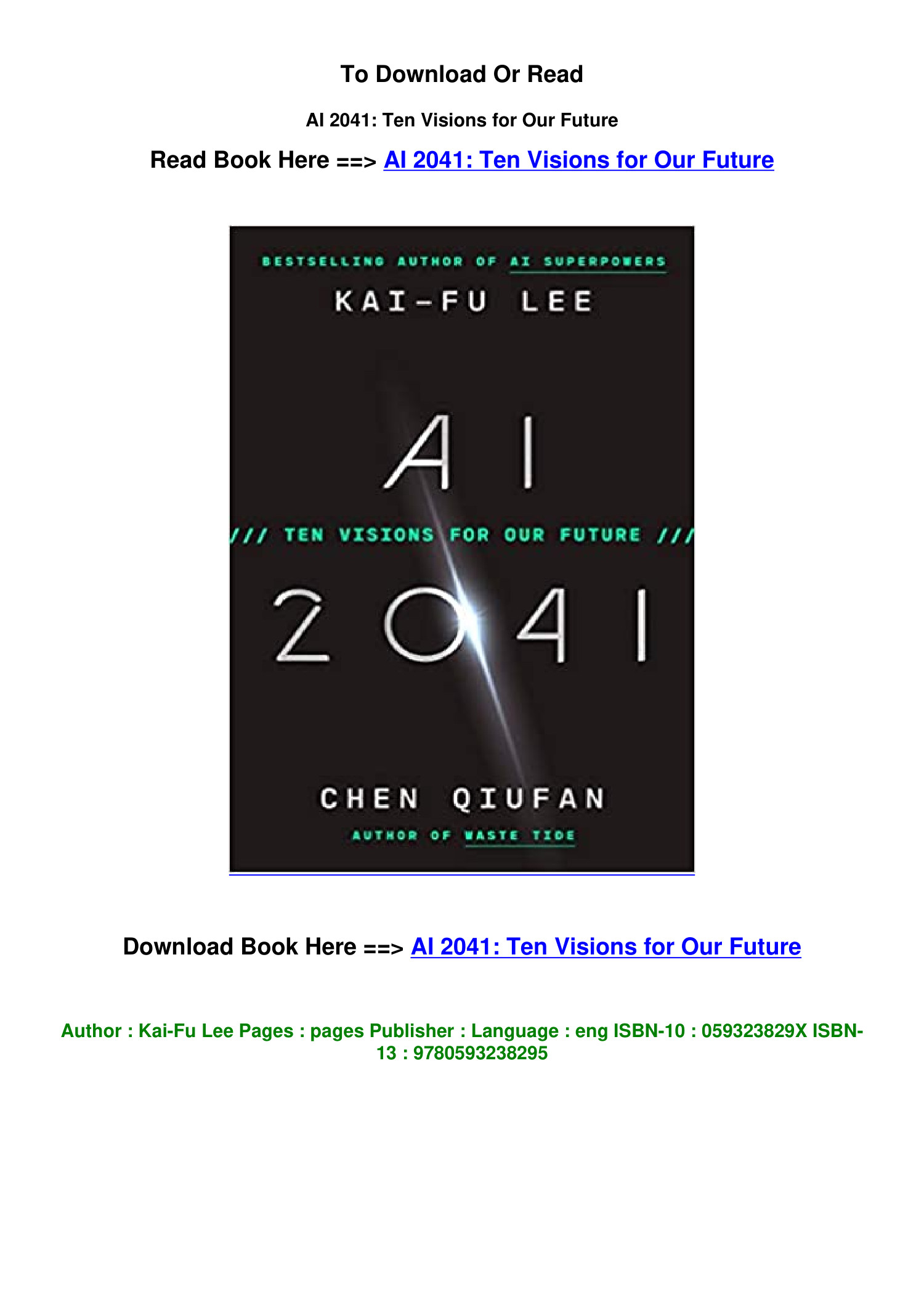 EPUB download AI 2041 Ten Visions for Our Future BY Kai Fu Lee.pdf | DocDroid