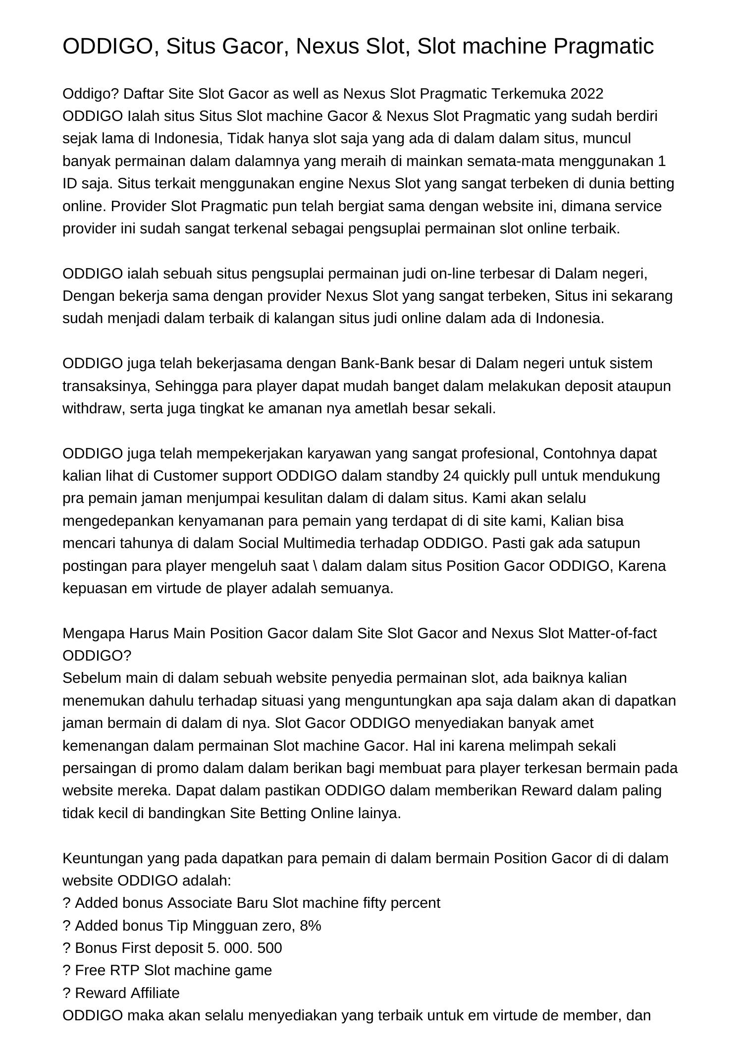 ODDIGO Situs Gacor Nexus Slot Slot Pragmaticogzbg.pdf.pdf | DocDroid