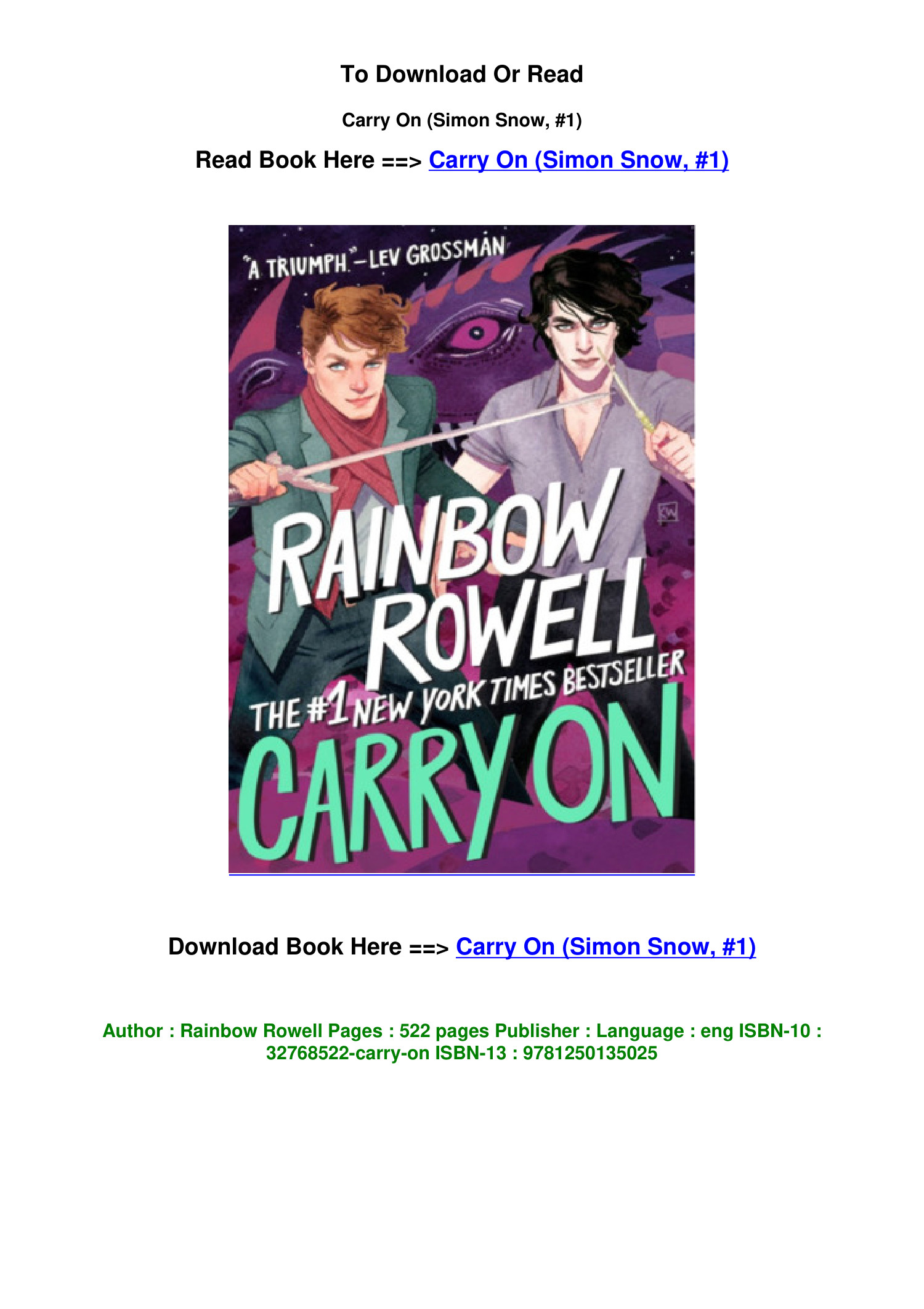 Download Pdf Carry On Simon Snow 1 BY Rainbow Rowell.pdf | DocDroid