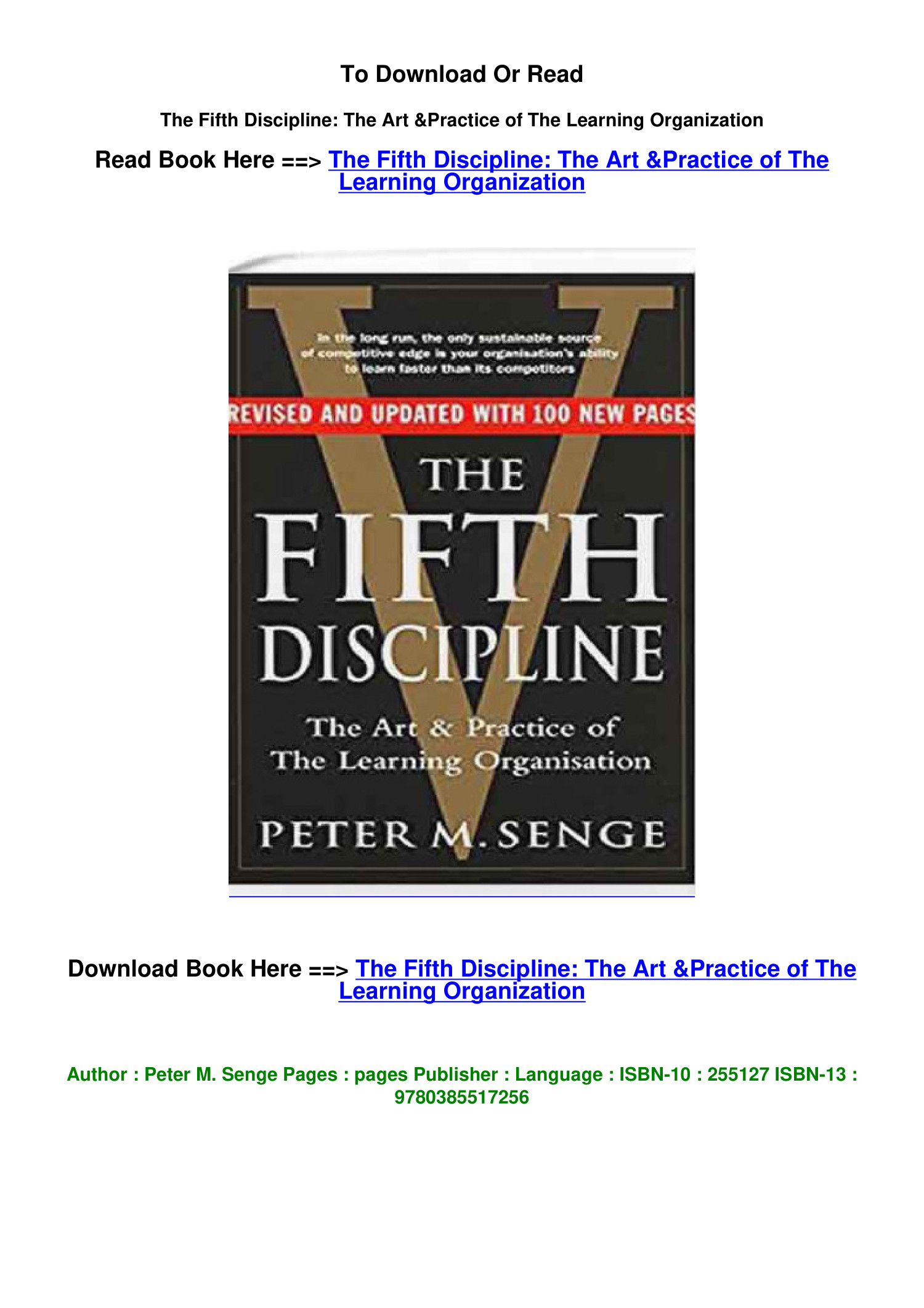 PDF DOWNLOAD The Fifth Discipline The Art Practice of The Learning .pdf | DocDroid