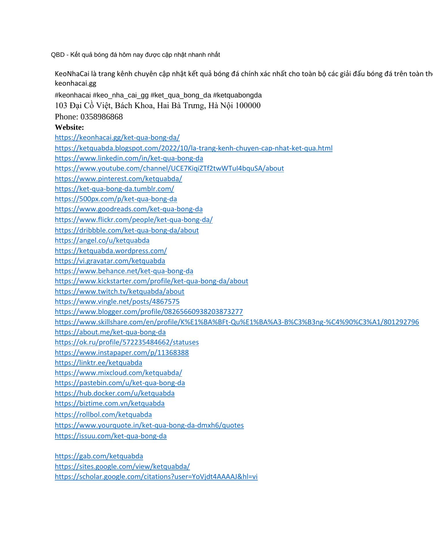 QBD - Kết quả bóng đá hôm nay được cập nhật nhanh nhất.docx | DocDroid
