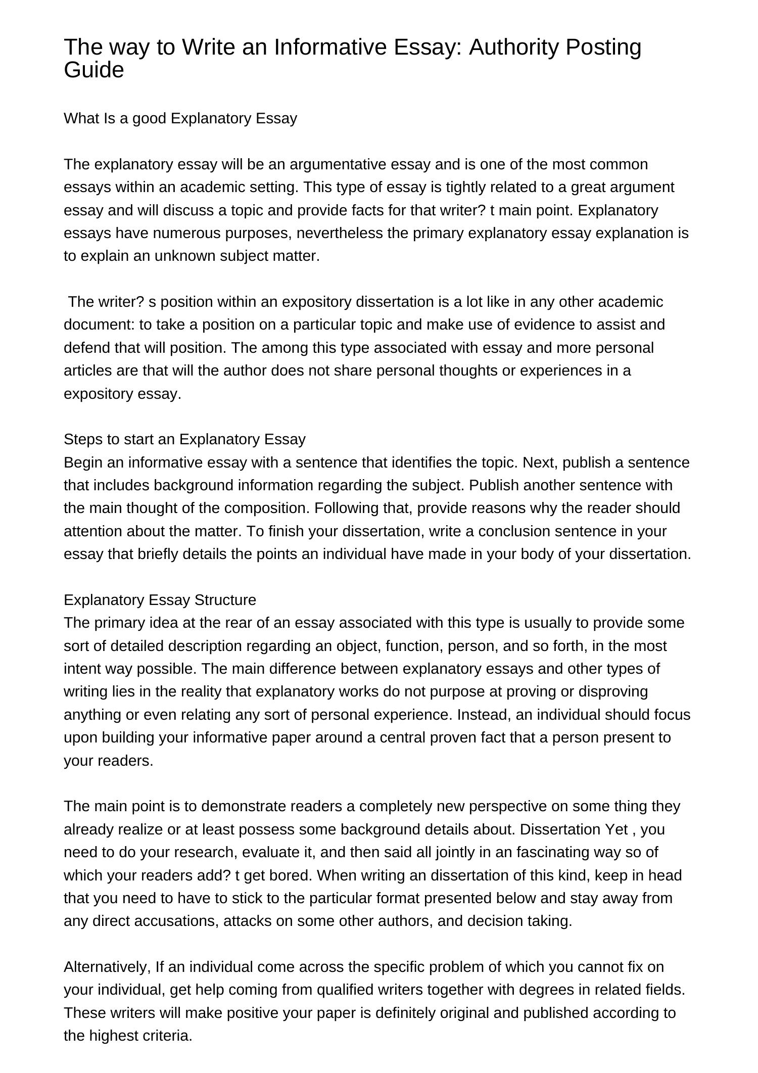 How to Write an Explanatory Essay Authority Publishing Guidebslyw.pdf.pdf | DocDroid