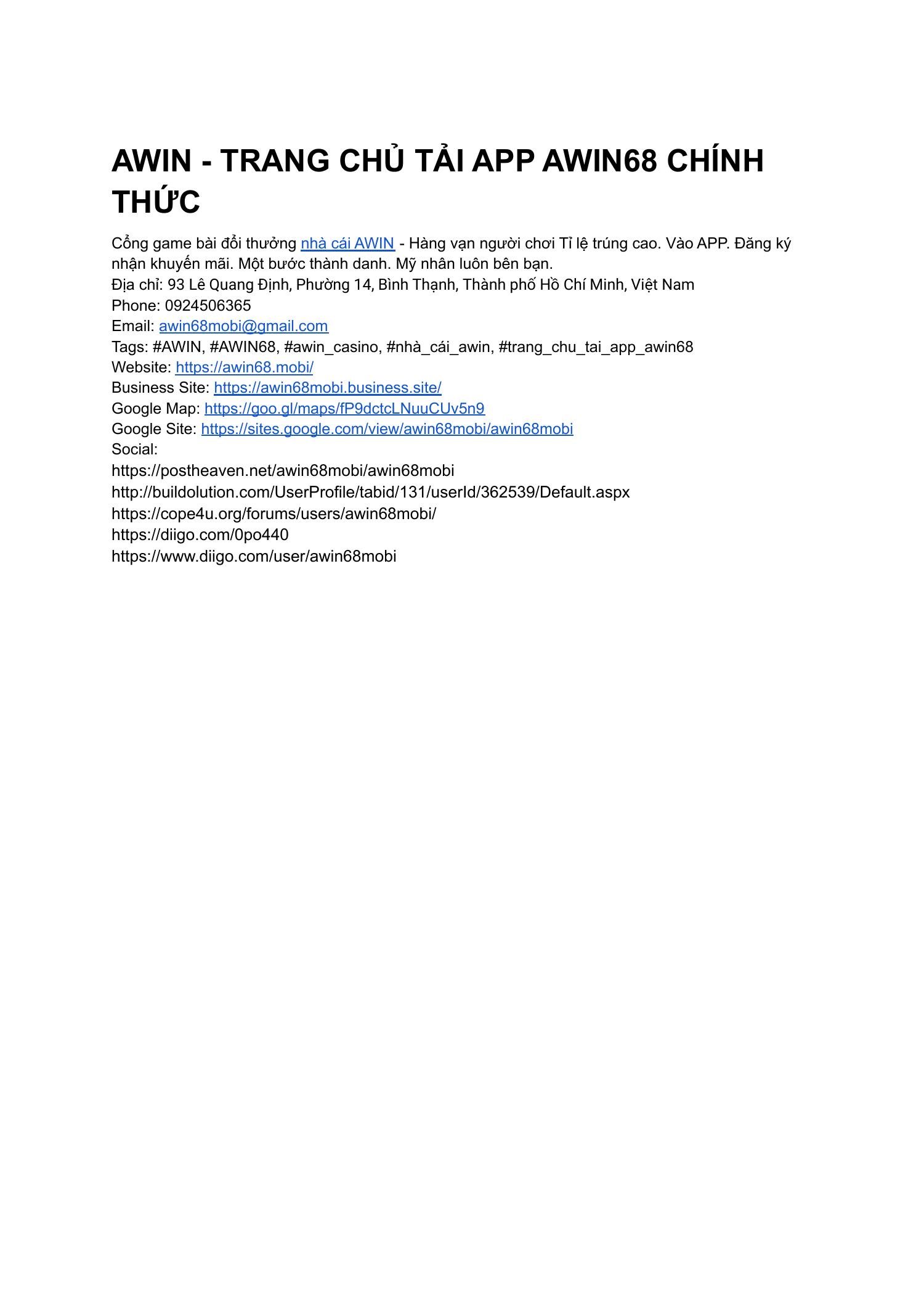 AWIN - TRANG CHỦ TẢI APP AWIN68 CHÍNH THỨC.pdf | DocDroid