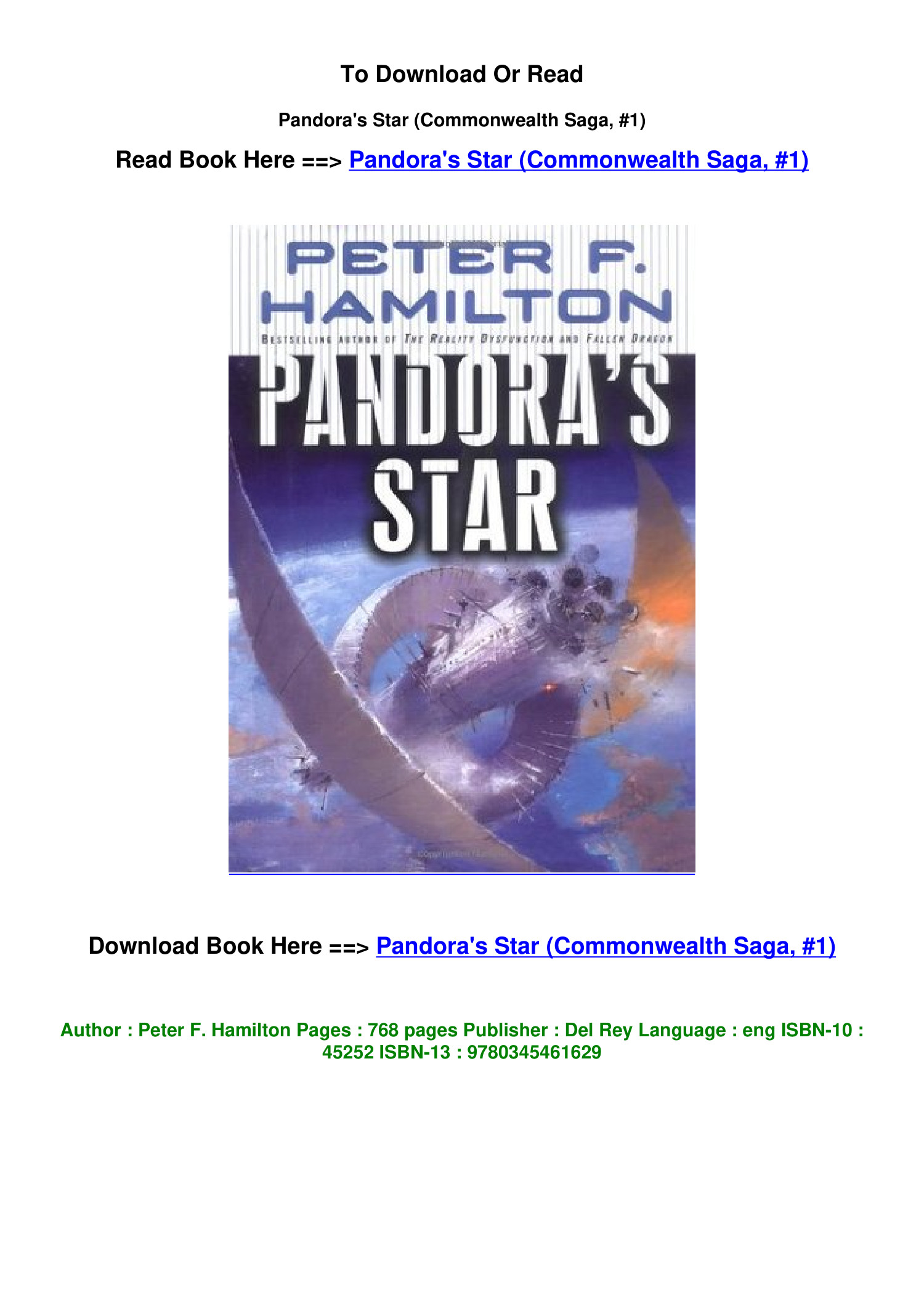 PDF DOWNLOAD Pandora s Star Commonwealth Saga 1 by Peter F Hamilton.pdf ...