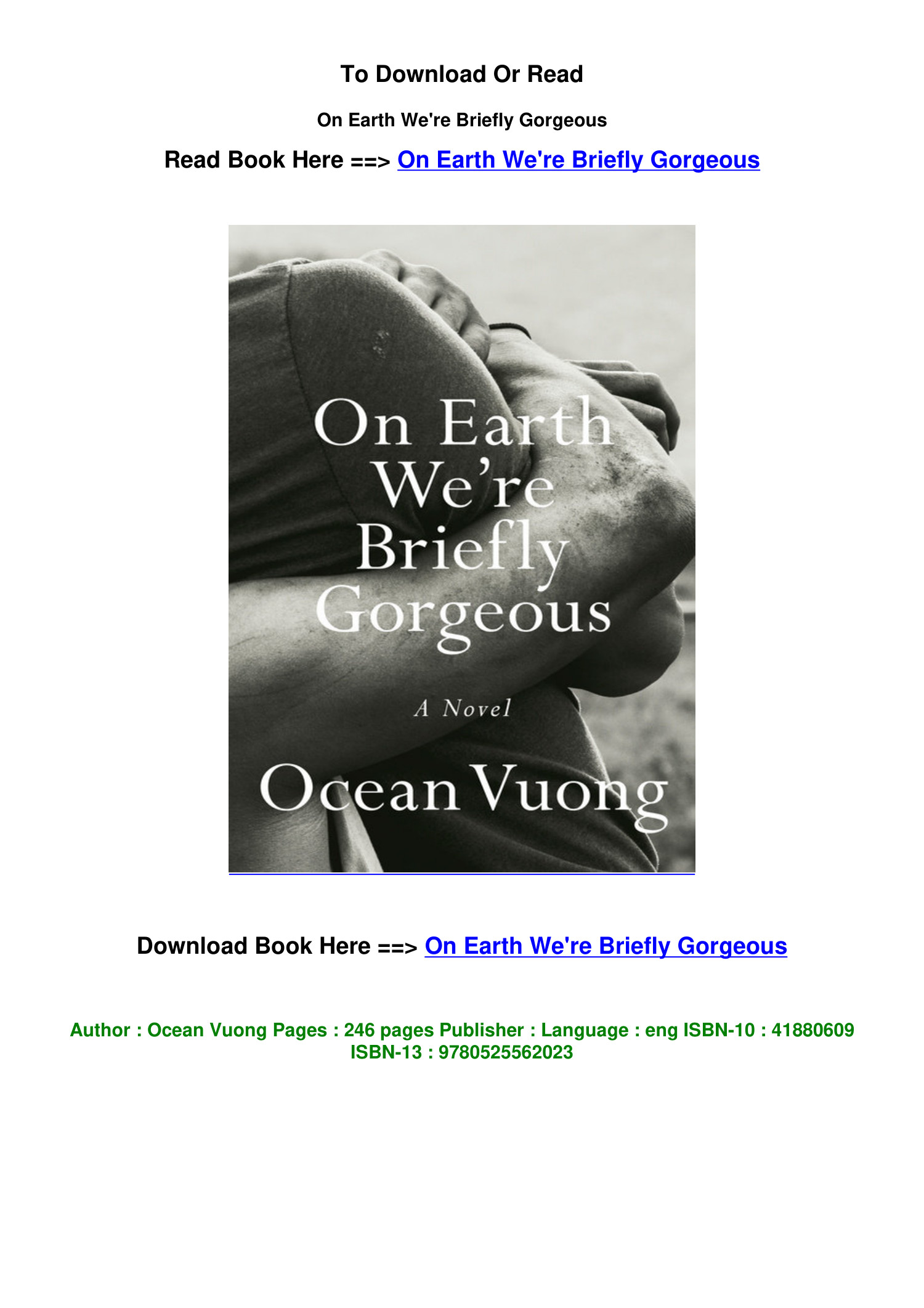 download EPub On Earth We re Briefly Gorgeous By Ocean Vuong.pdf | DocDroid