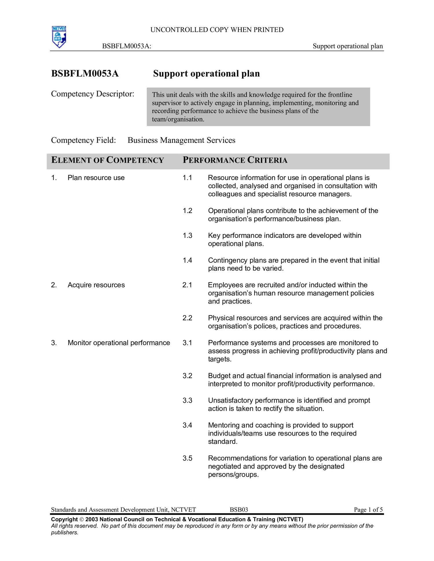 Support operational plan- unit standard.pdf | DocDroid