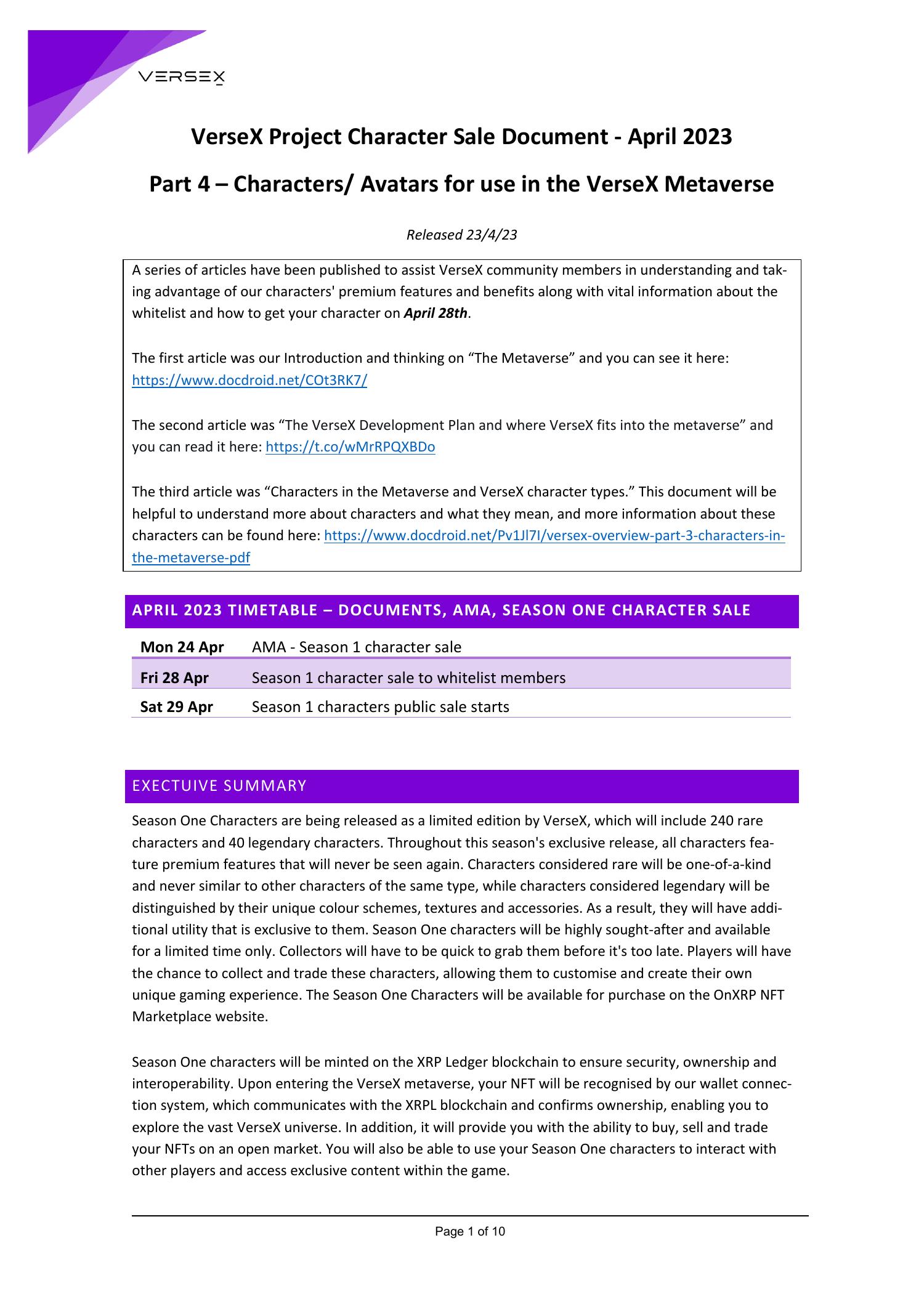 VerseX Project Character Sale Document - April 2023.pdf | DocDroid