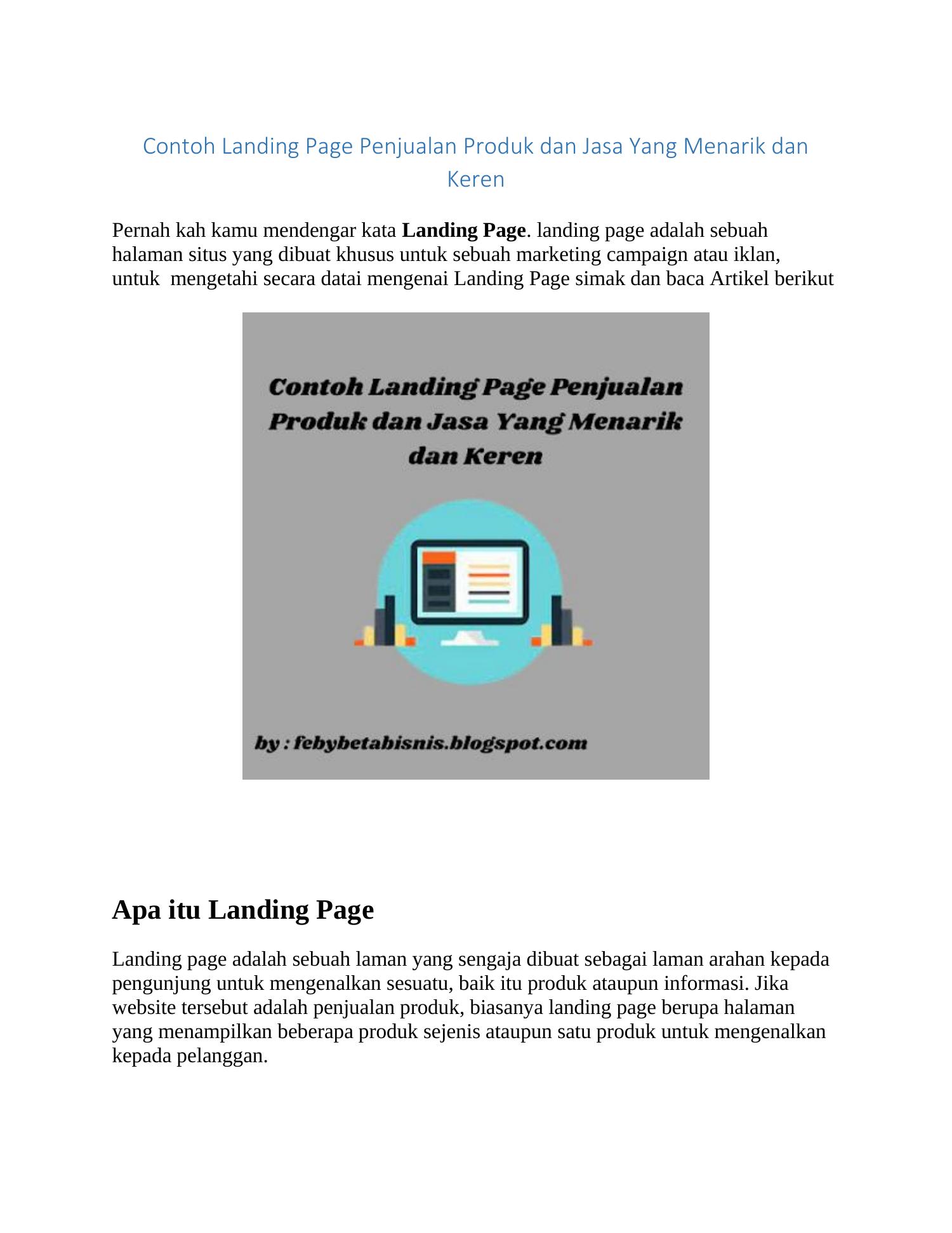Contoh Landing Page Penjualan Produk dan Jasa Yang Menarik dan Keren pekanbaru.pdf | DocDroid