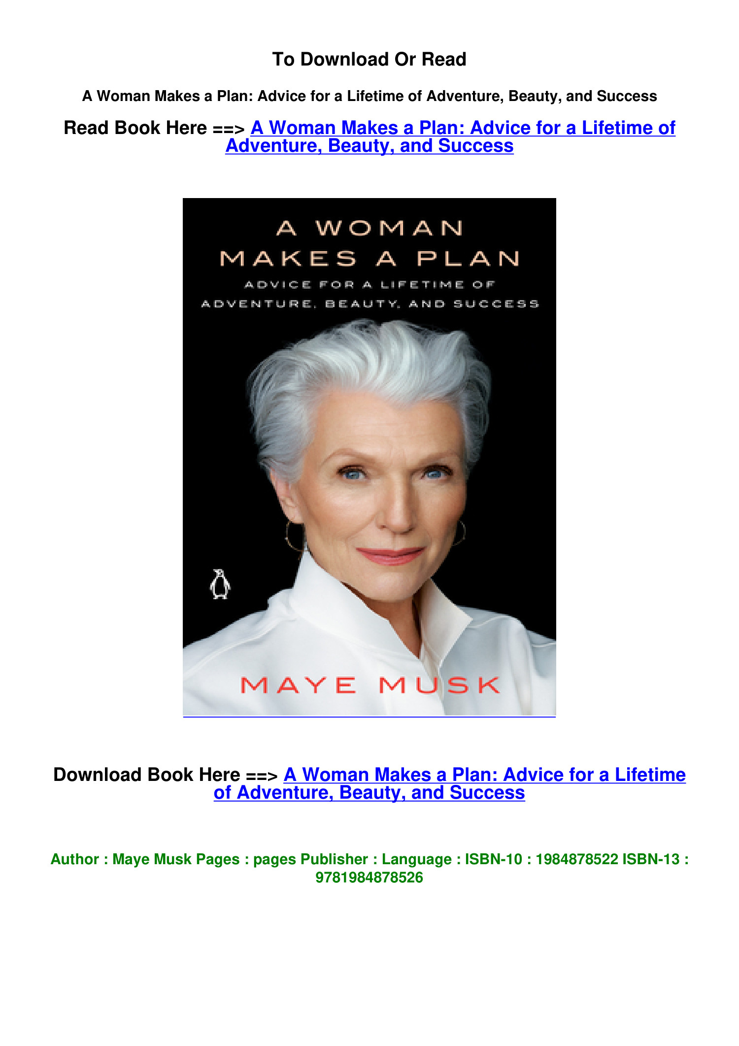 DOWNLOAD Pdf A Woman Makes a Plan Advice for a Lifetime of Adventure ...
