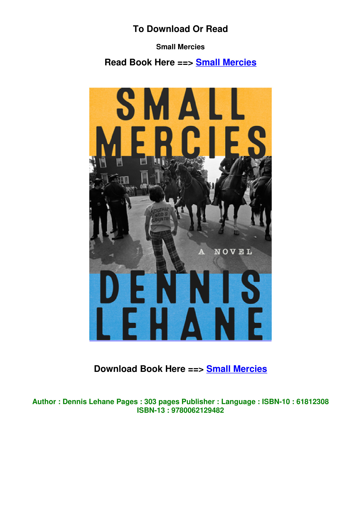 PDF DOWNLOAD Small Mercies By Dennis Lehane.pdf | DocDroid