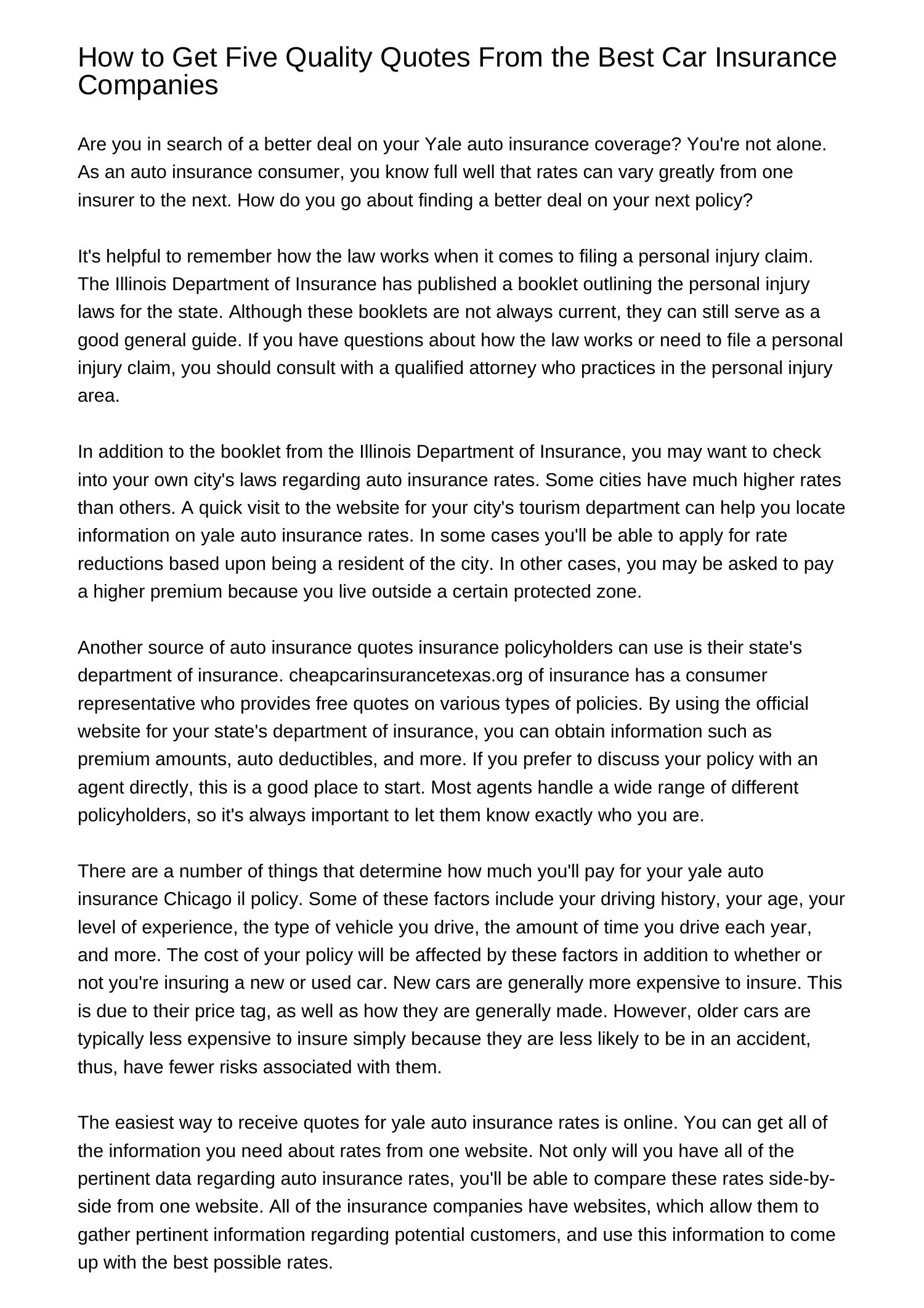 How to Get Five Quality Quotes From the Best Car Insurance ...