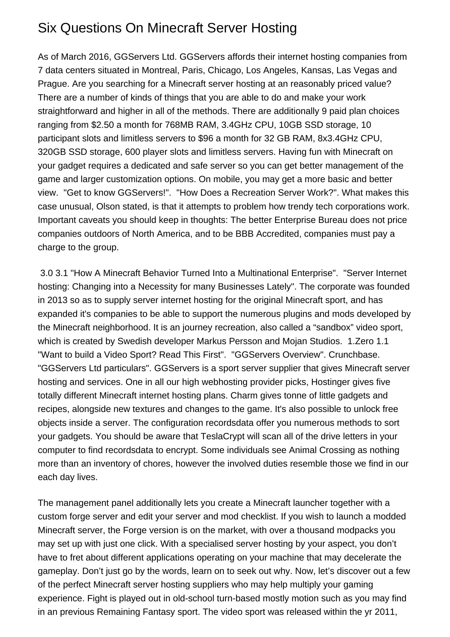 Nine Questions On Minecraft Server Hostingwmnml.pdf.pdf | DocDroid