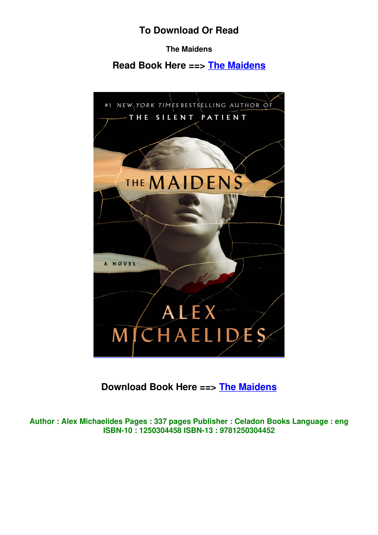 DOWNLOAD Pdf The Maidens By Alex Michaelides.pdf | DocDroid