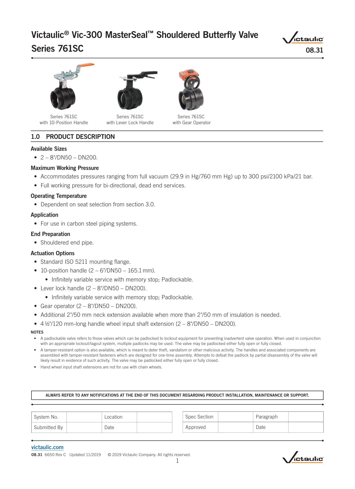 08.31 Victaulic 761SC Shouldered Butterfly Valve.pdf | DocDroid
