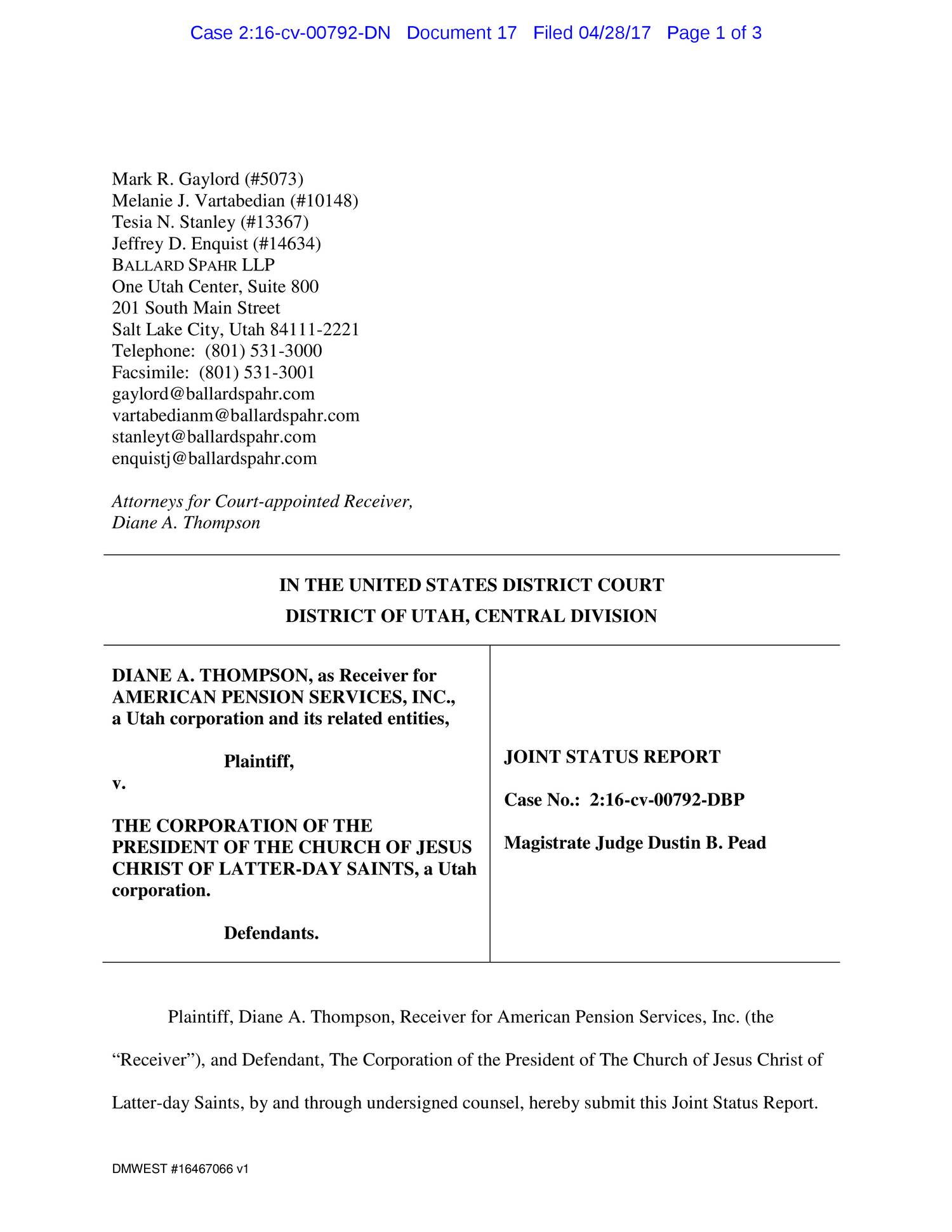 Thompson v. The Corporation of the President of the Church of Jesus ...