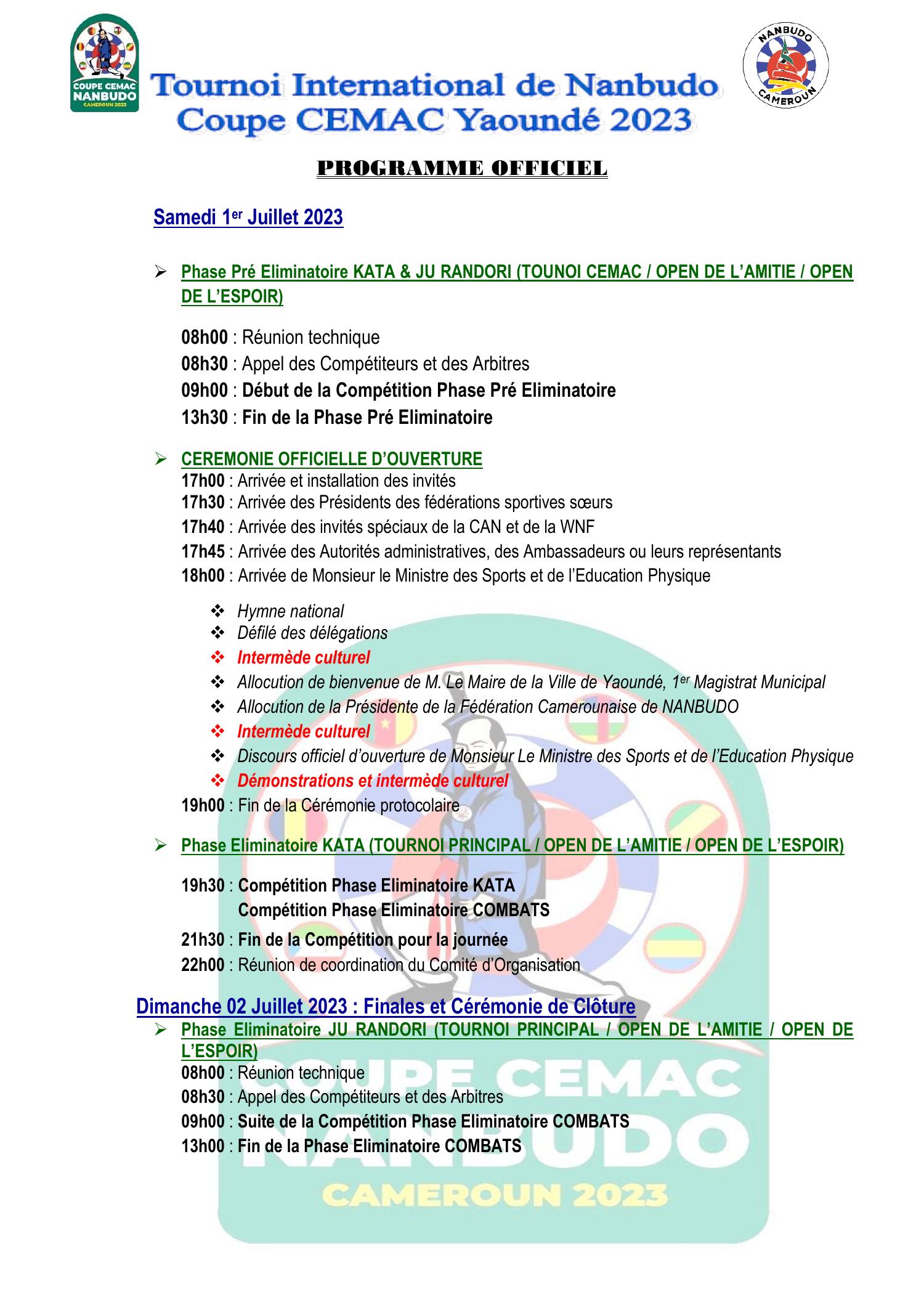 PROGRAMME OFFICIEL DE LA COUPE CEMAC 2023 VF 25 JUIN 2023.pdf | DocDroid