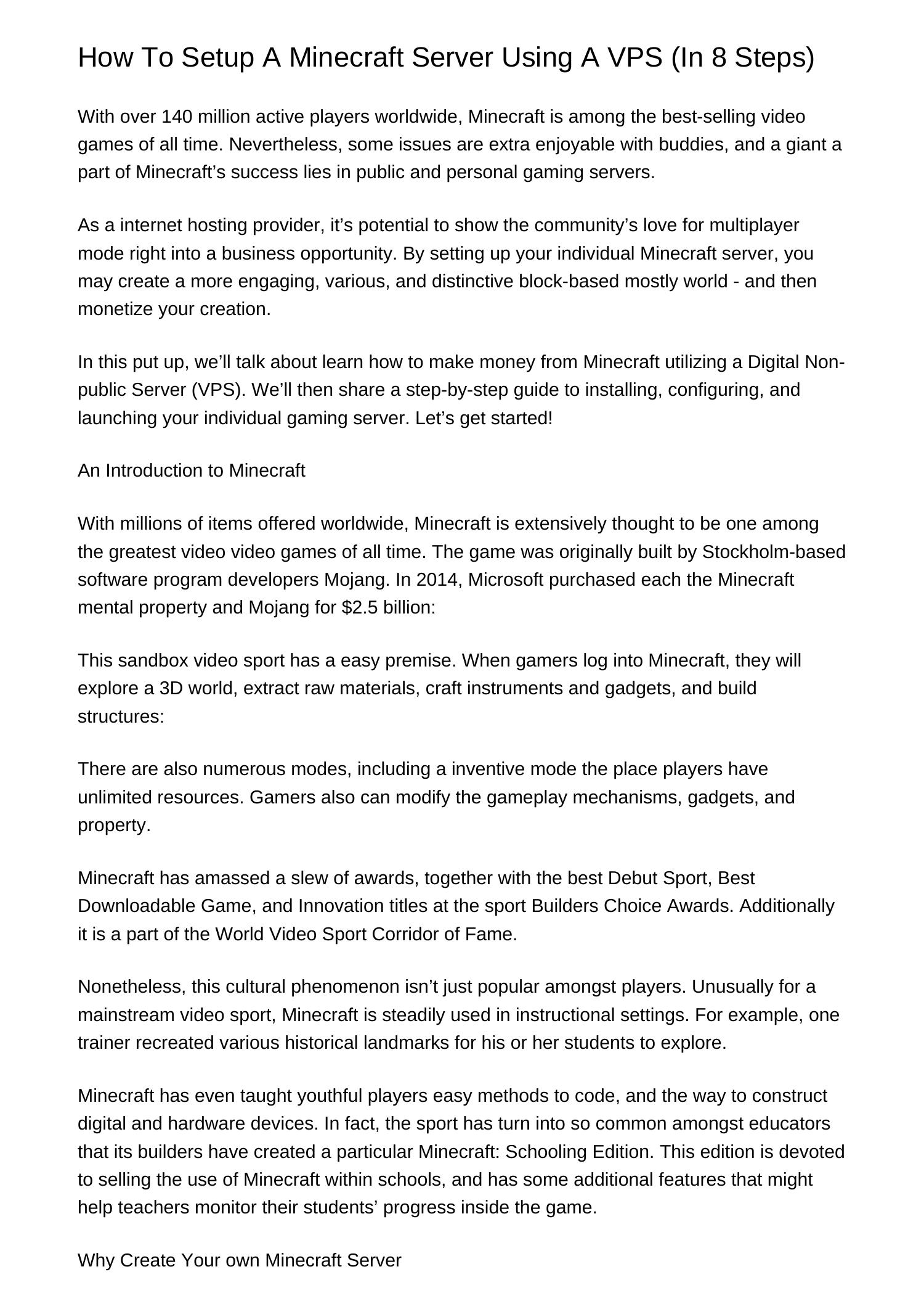 How To Set Up A Minecraft Server Using A VPS In 8 Stepsbpzll.pdf.pdf ...