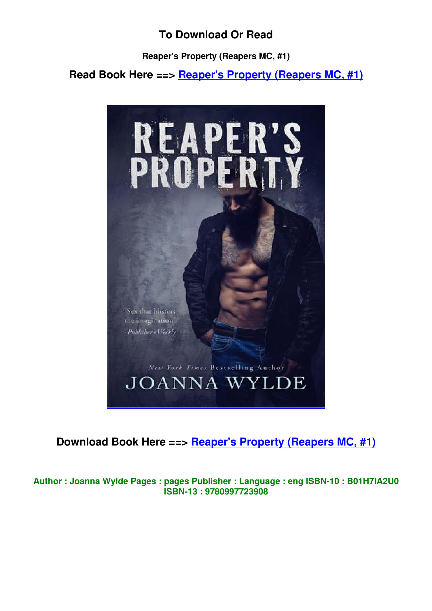 EPub DOWNLOAD Reaper s Property Reapers MC 1 by Joanna Wylde.pdf | DocDroid