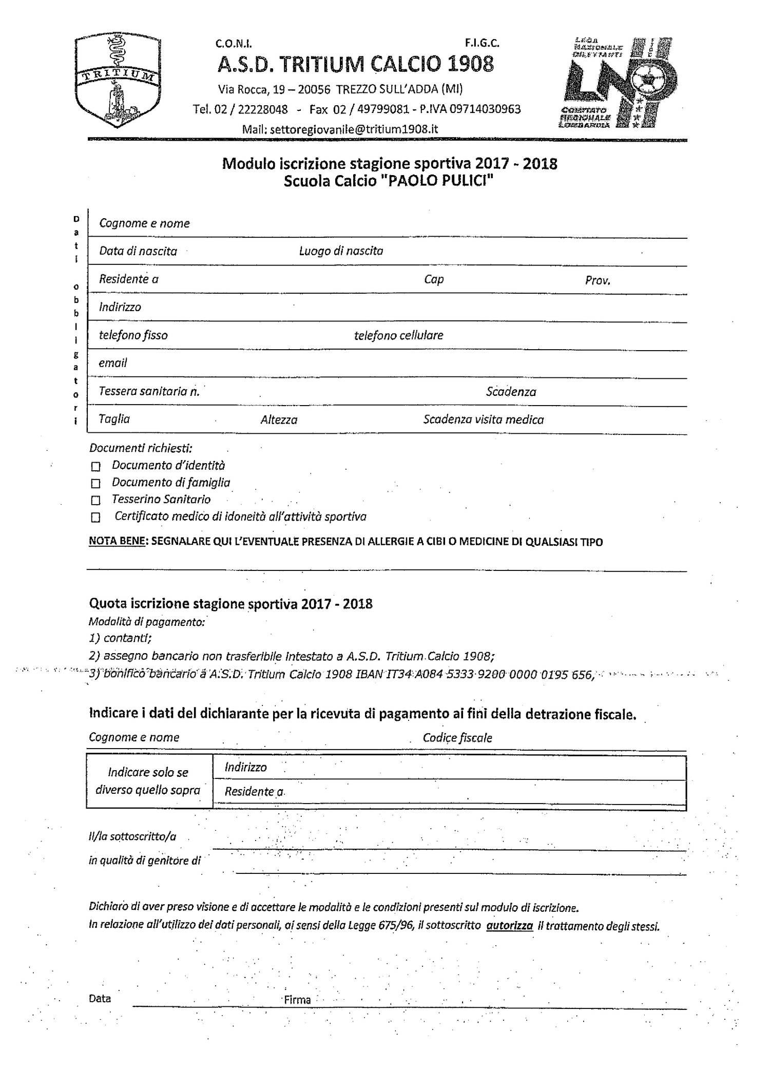 Modulo Iscrizione Scuola Calcio.pdf | DocDroid