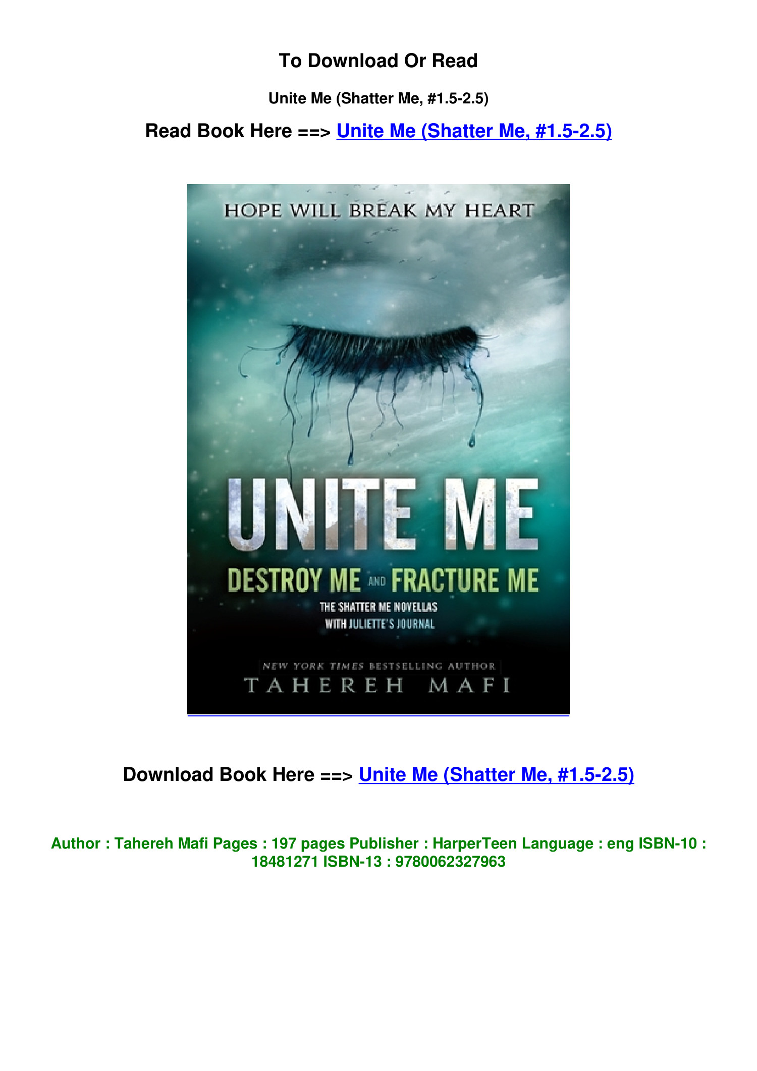 Download pdf Unite Me Shatter Me 1 5 2 5 By Tahereh Mafi.pdf | DocDroid
