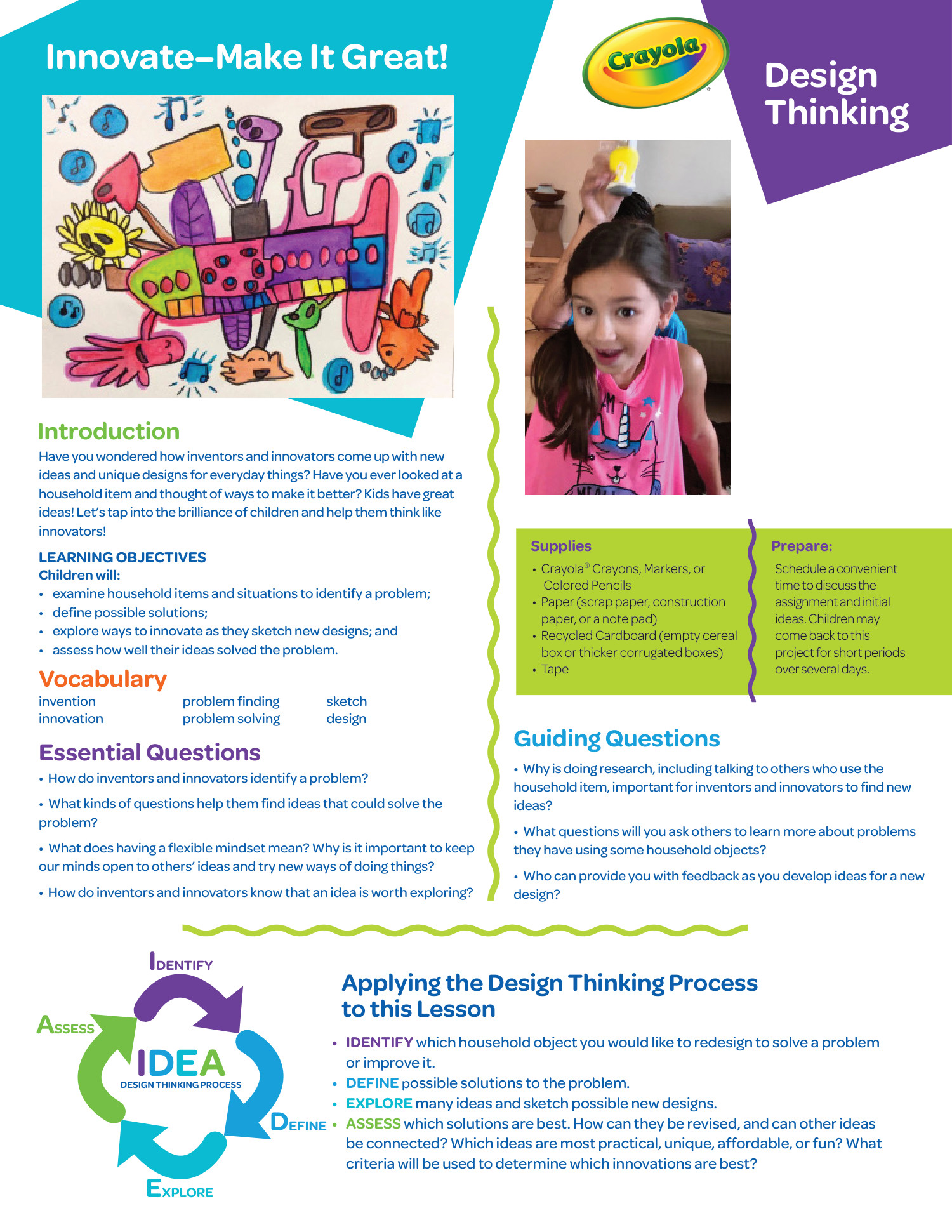 Crayola Thinking Sheet_Design Thinking Innovate-Make It Great_IDEA ...