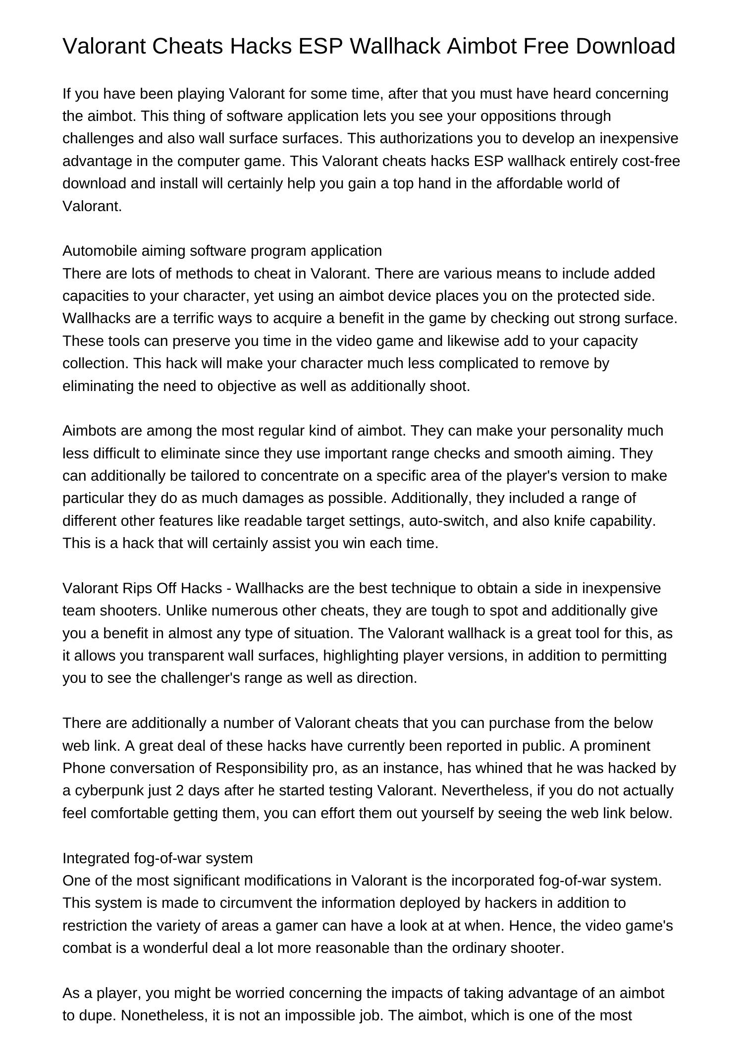 Valorant Cheats Hacks ESP Wallhack Aimbot Free Downloadjlazh.pdf.pdf ...