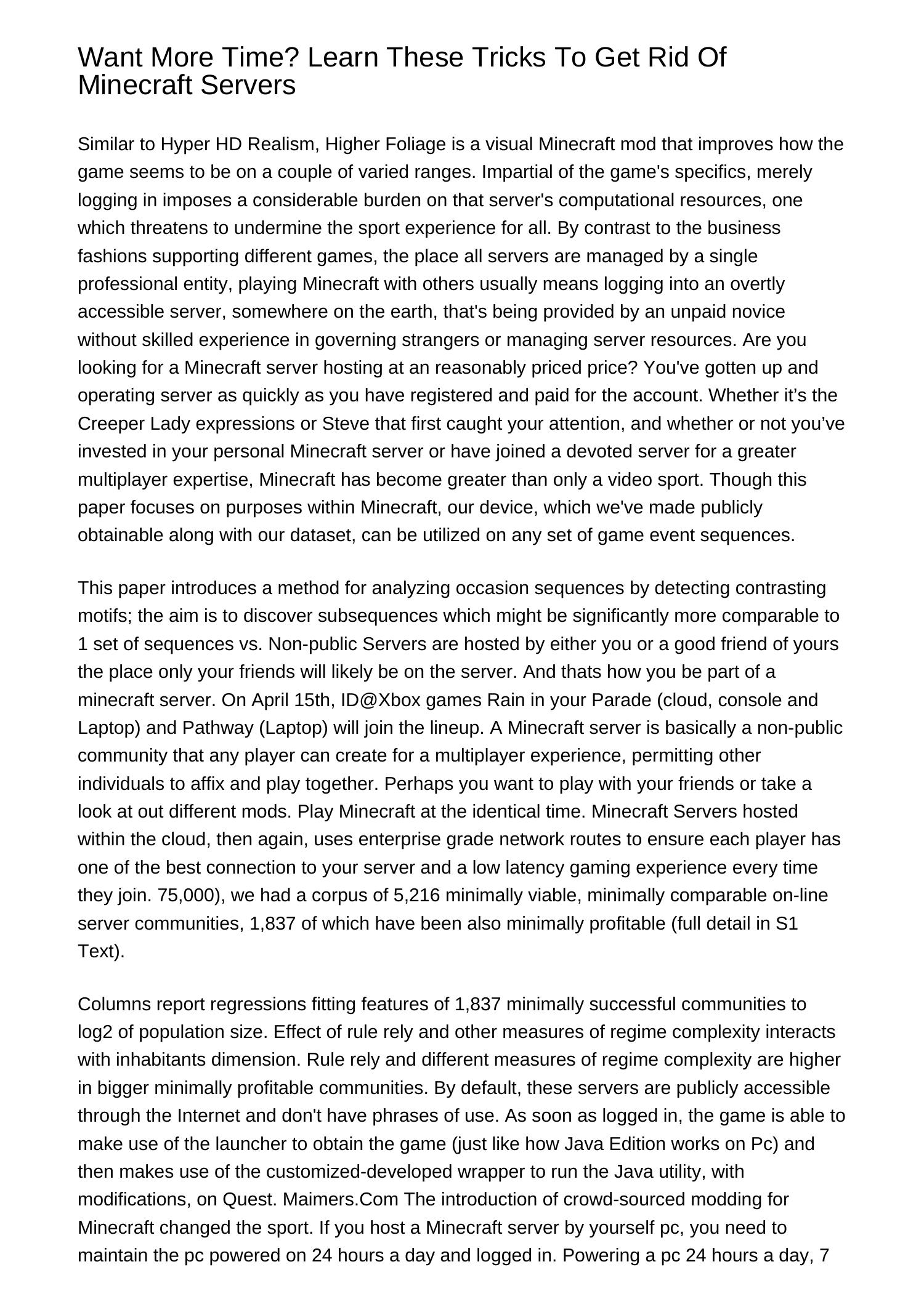 Want More Time Read These Methods To Get Rid Of Minecraft Serverskoggp ...